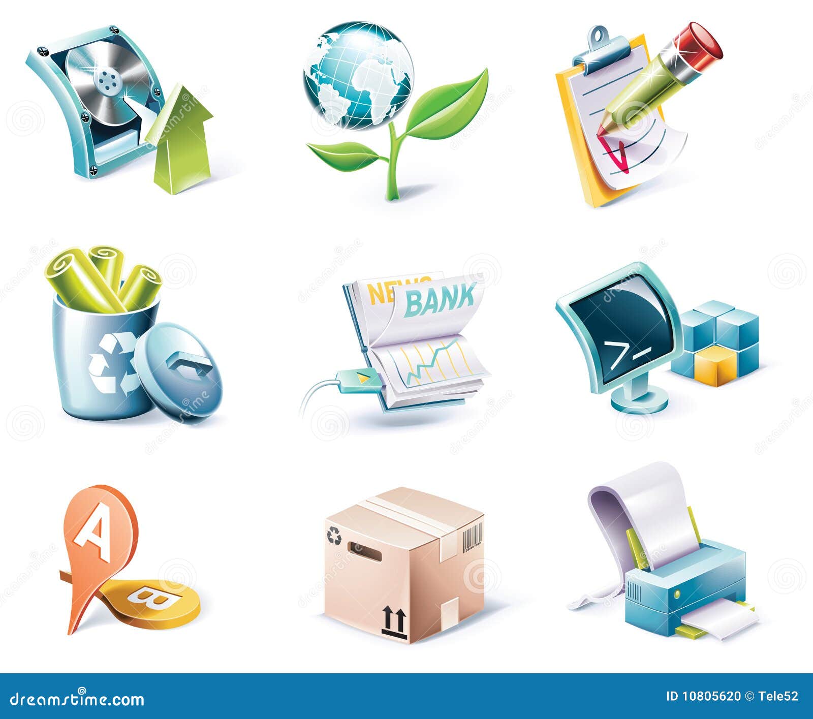 Vector Cartoon Style Icon Set. Part 6 Stock Vector - Illustration of ...