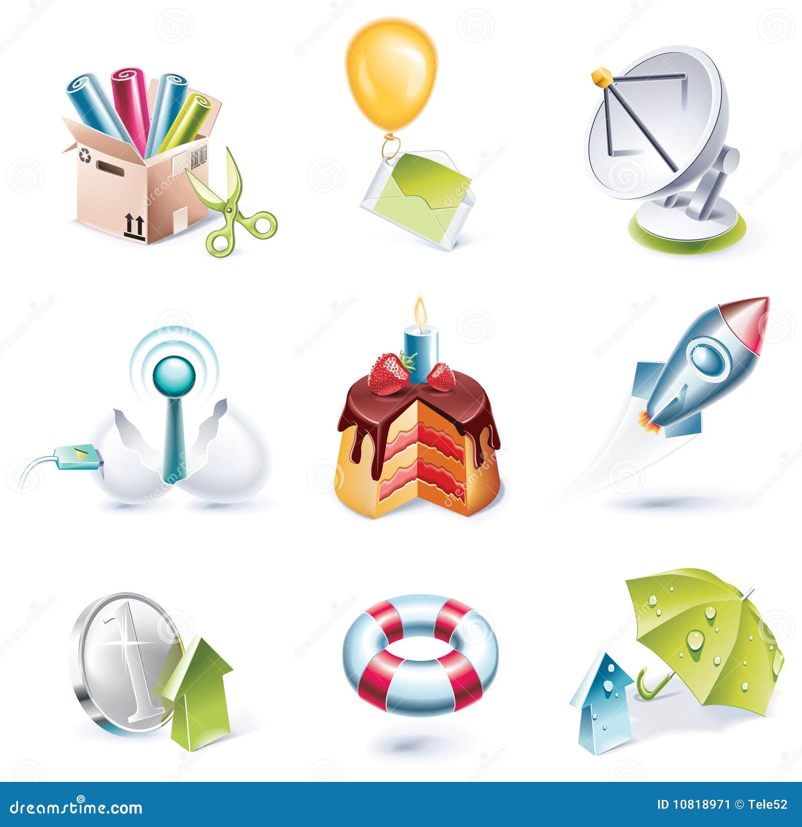 Vector Cartoon Style Icon Set. Part 7 Stock Vector - Illustration of ...
