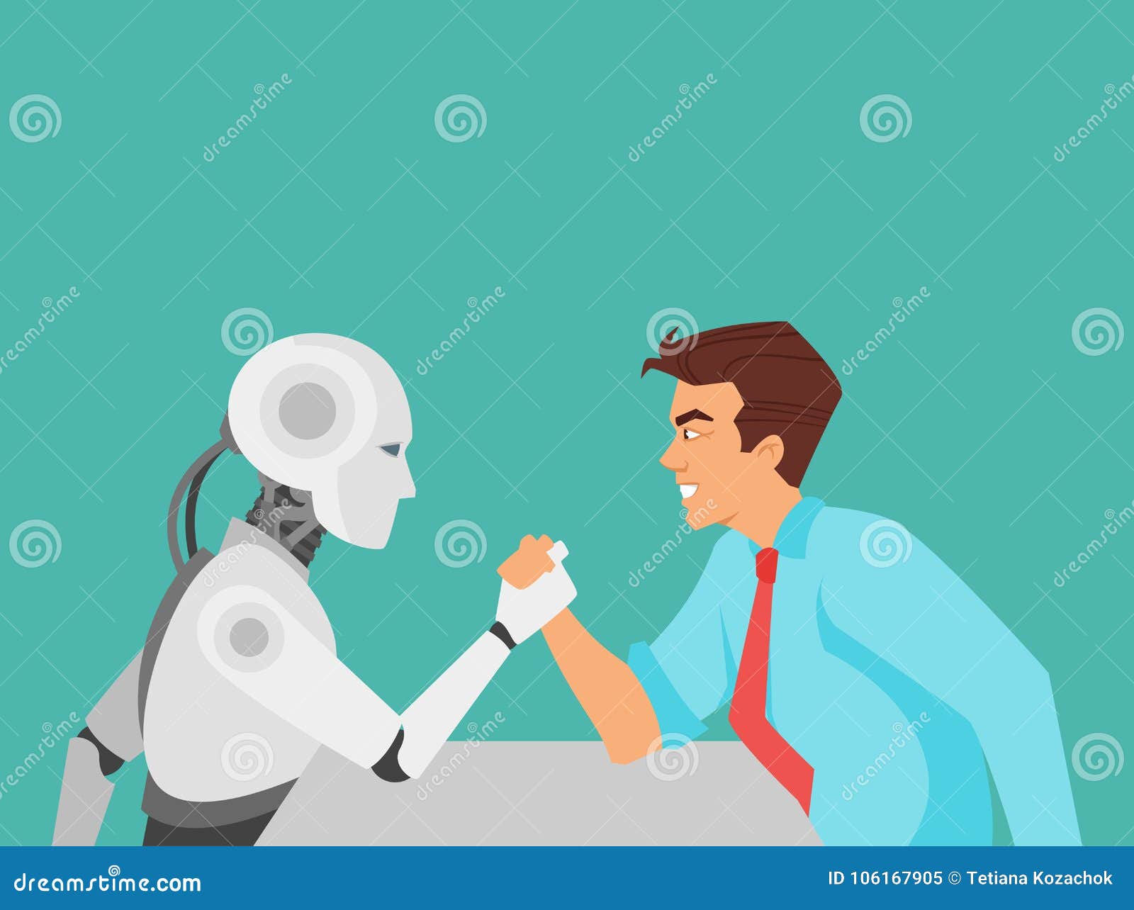 Arm Wrestling With Technology Machine Man Human And Future Science Robot Artificial