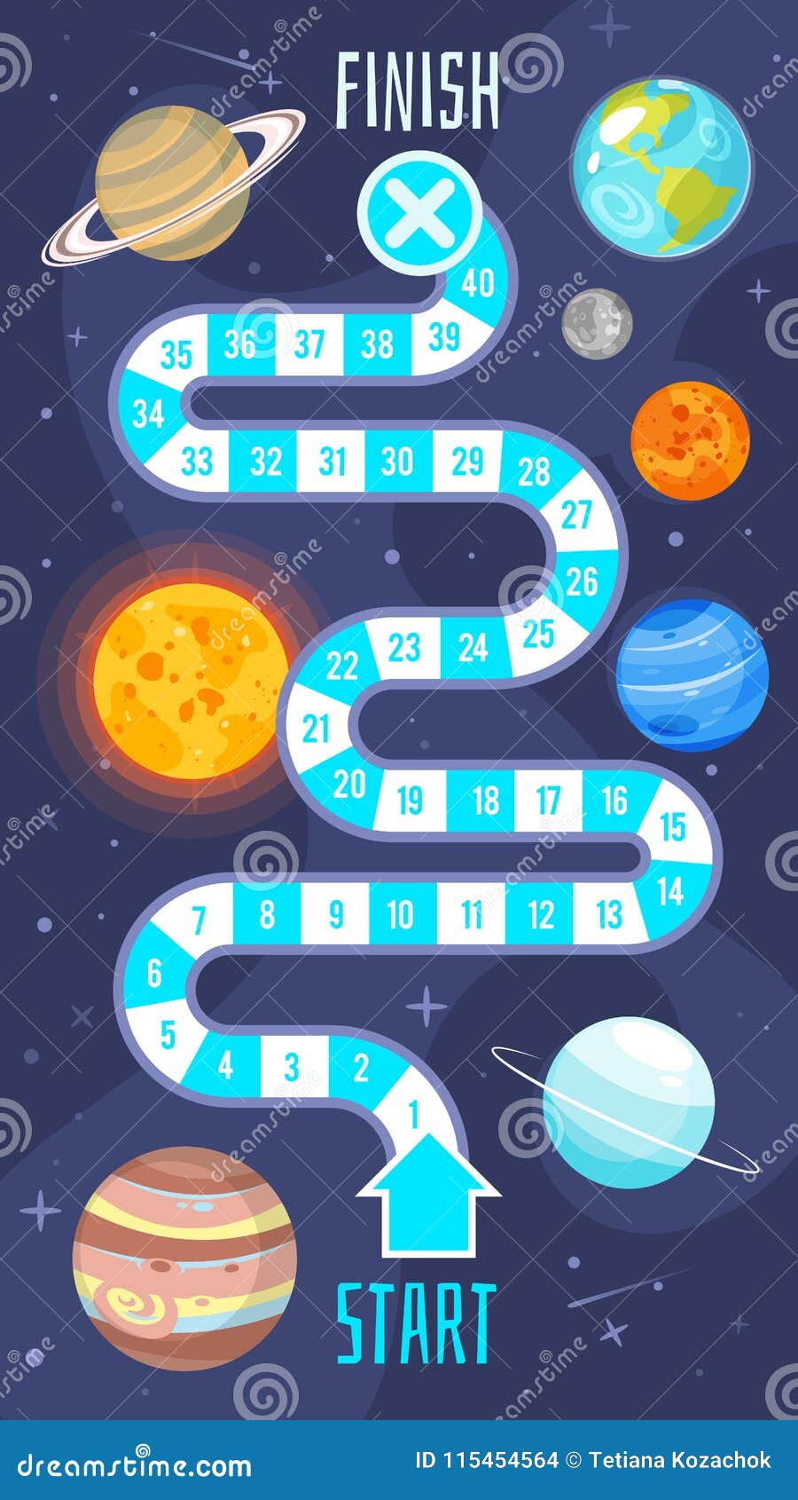 Kids Space Board Game Template Stock Vector - Illustration of card ...