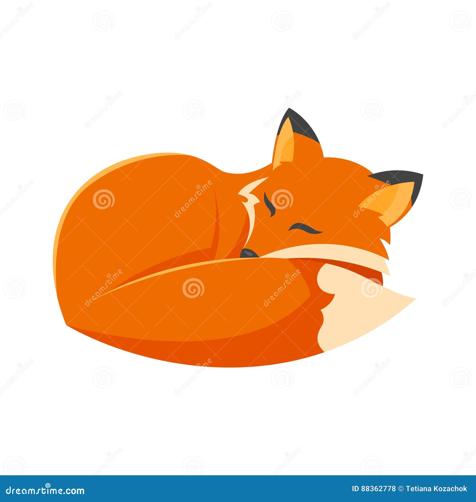 Vector Cartoon Style Illustration of Sleeping Fox. Stock Vector ...