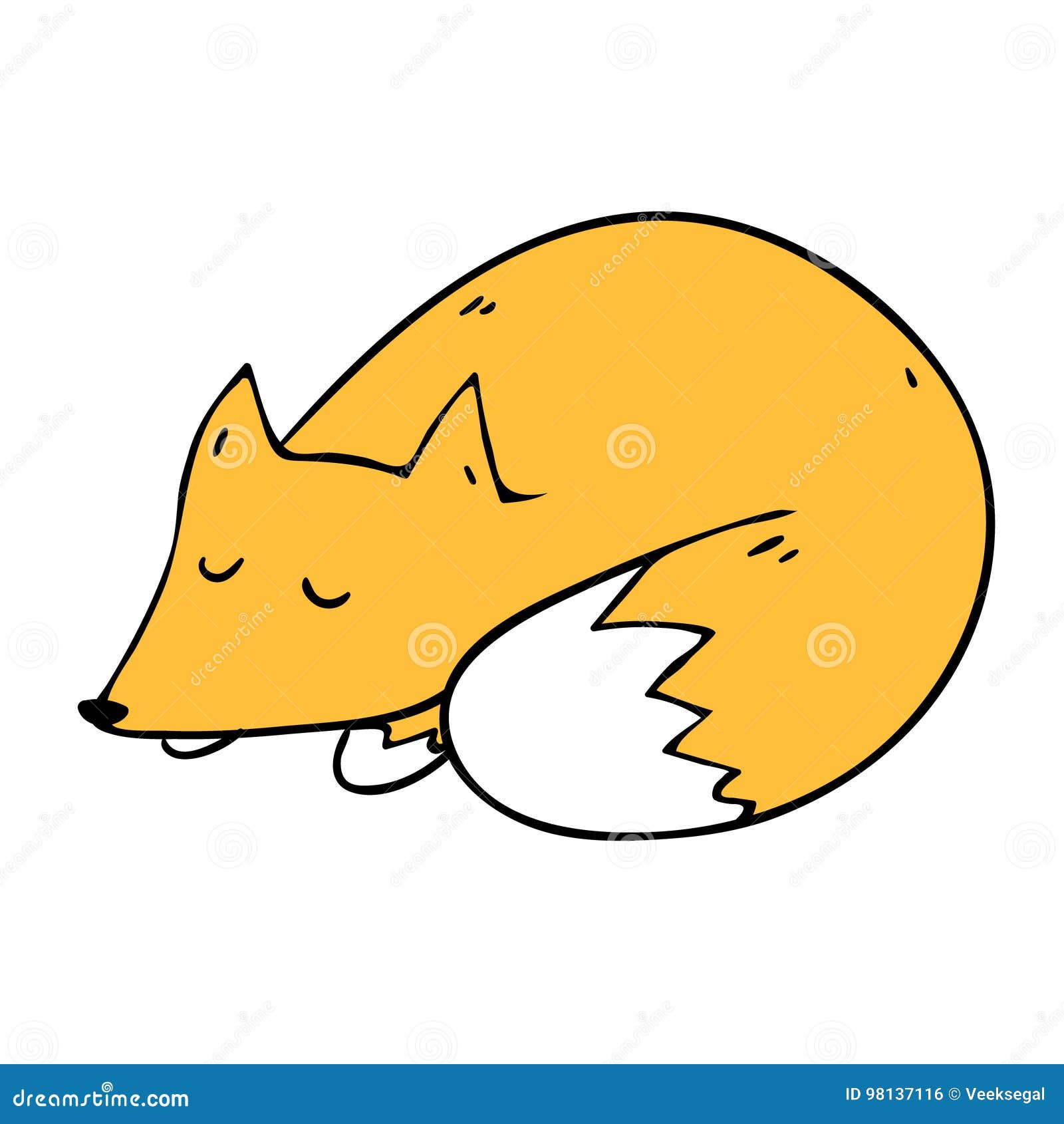 Vector Cartoon Style Illustration of Sleeping Fox. Icon for Web Stock ...