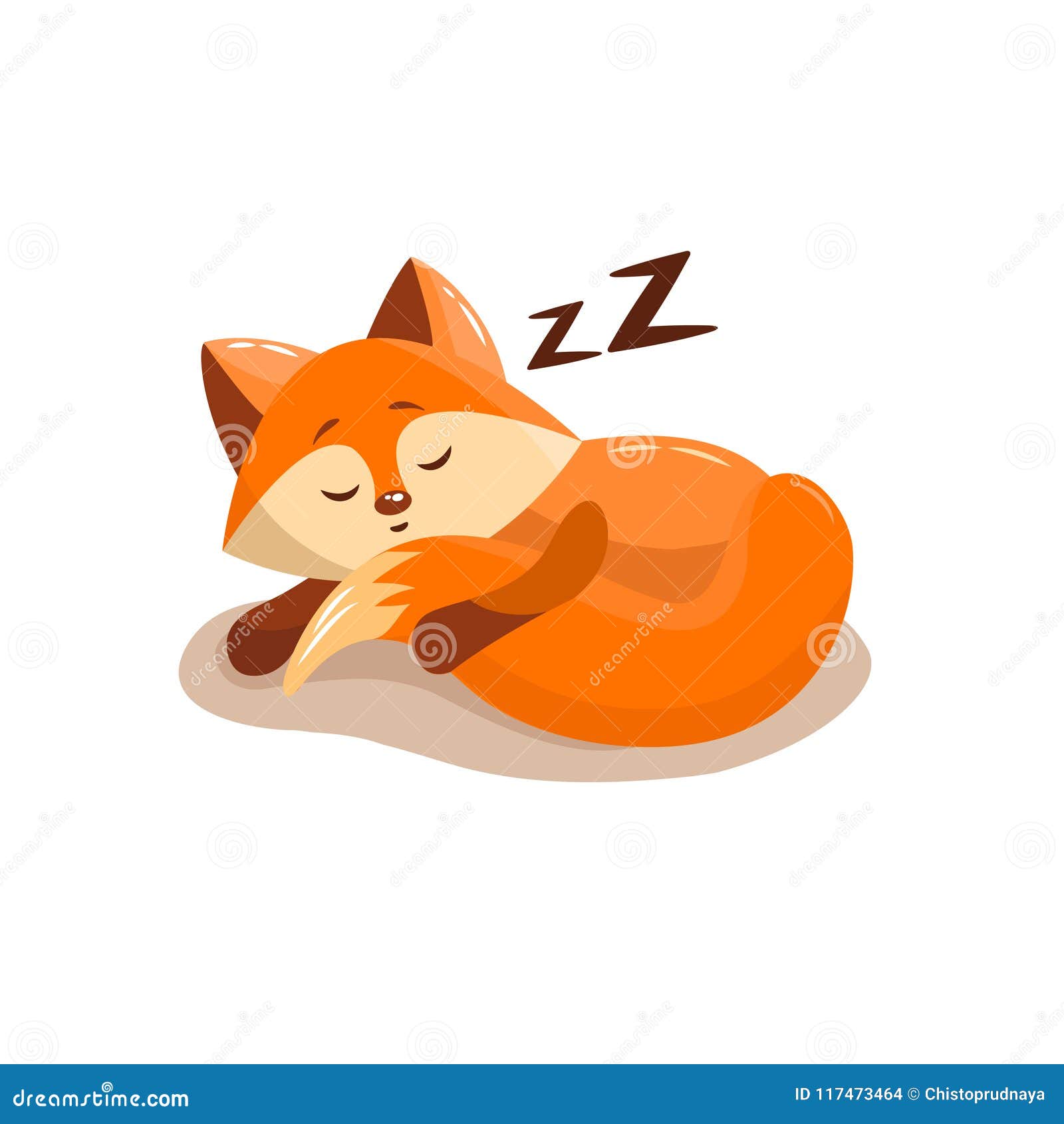Cute fox sleeping stock vector. Illustration of design - 117473464