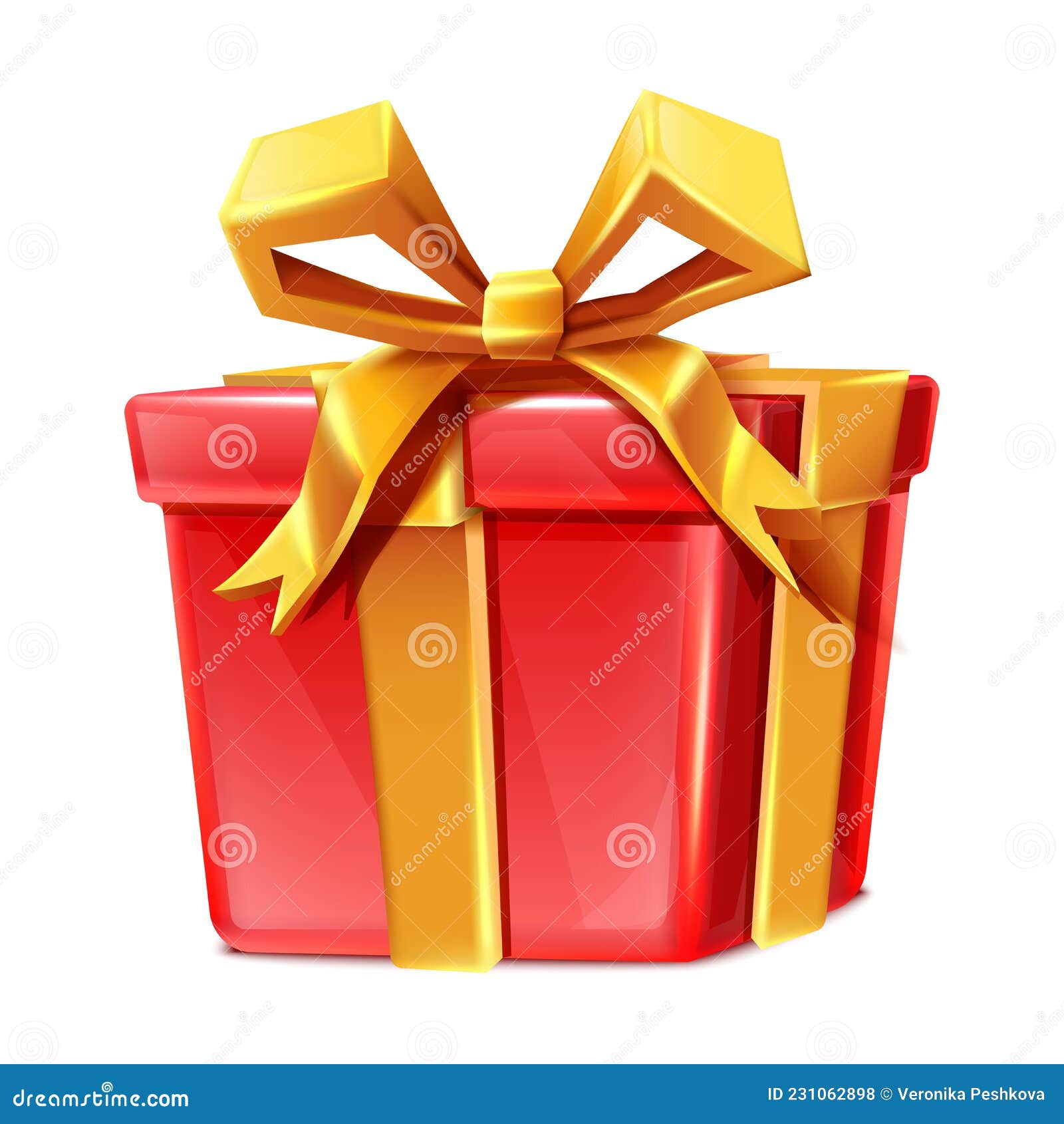 Cartoon Style Red Gift Box. Isolated on White Background Stock Vector ...