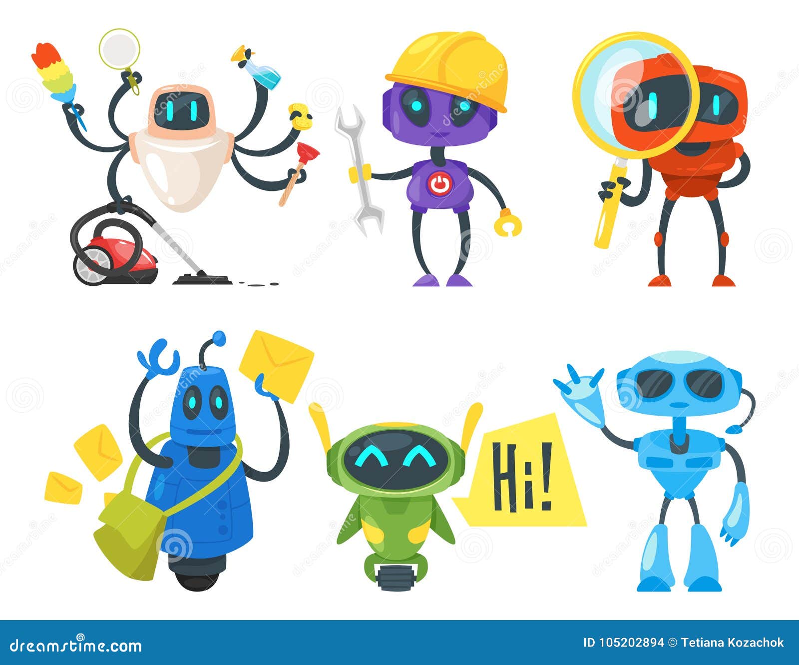 Set of different robots stock vector. Illustration of mechanical ...