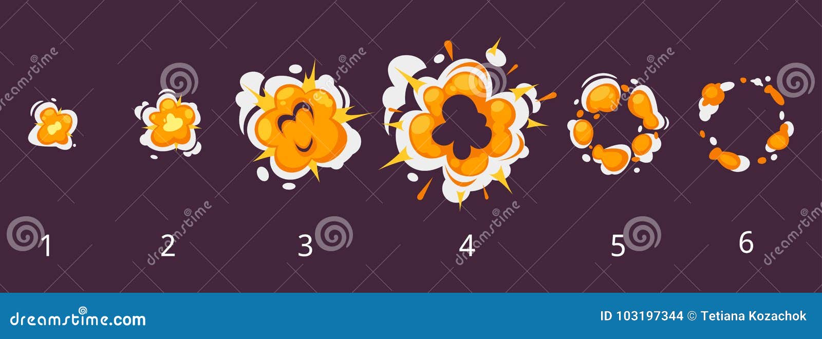 Explosion Frames for Animation Stock Vector - Illustration of attack ...
