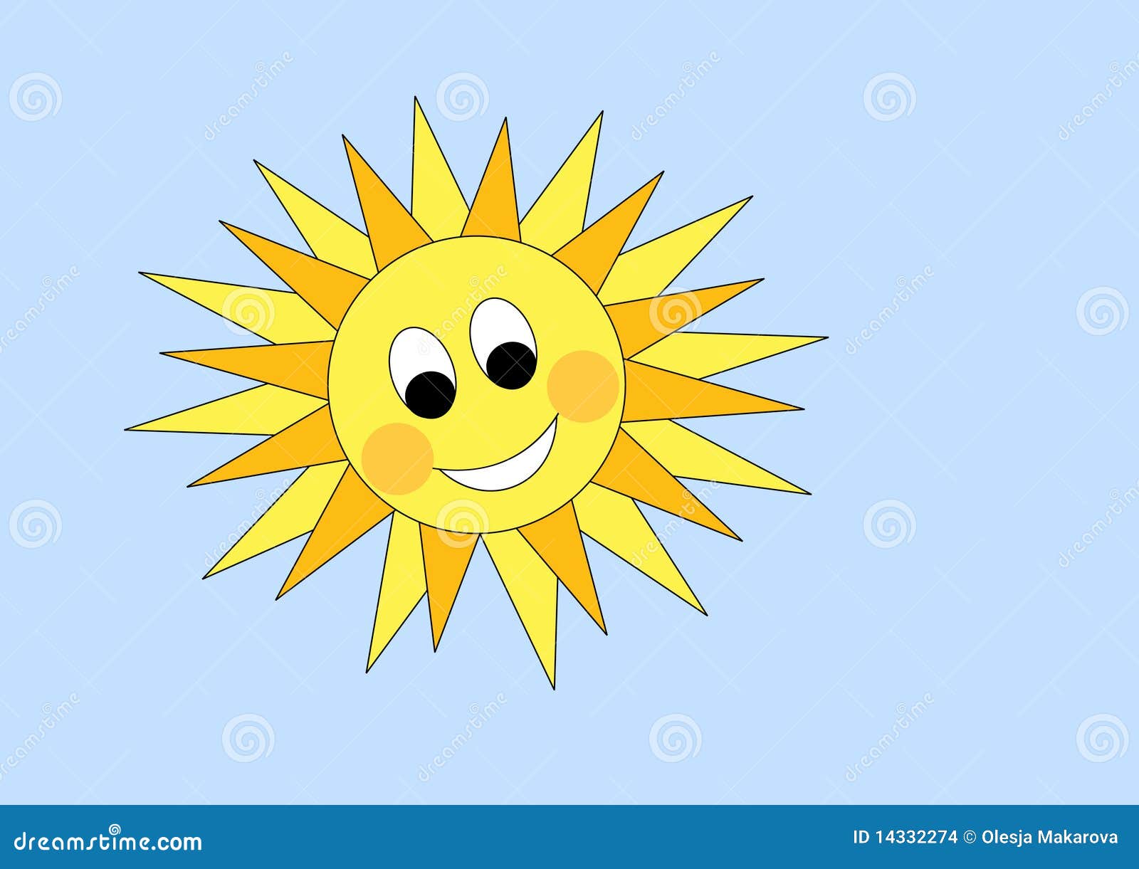 Vector Cartoon Sun on Blue Sky Stock Vector - Illustration of rays ...