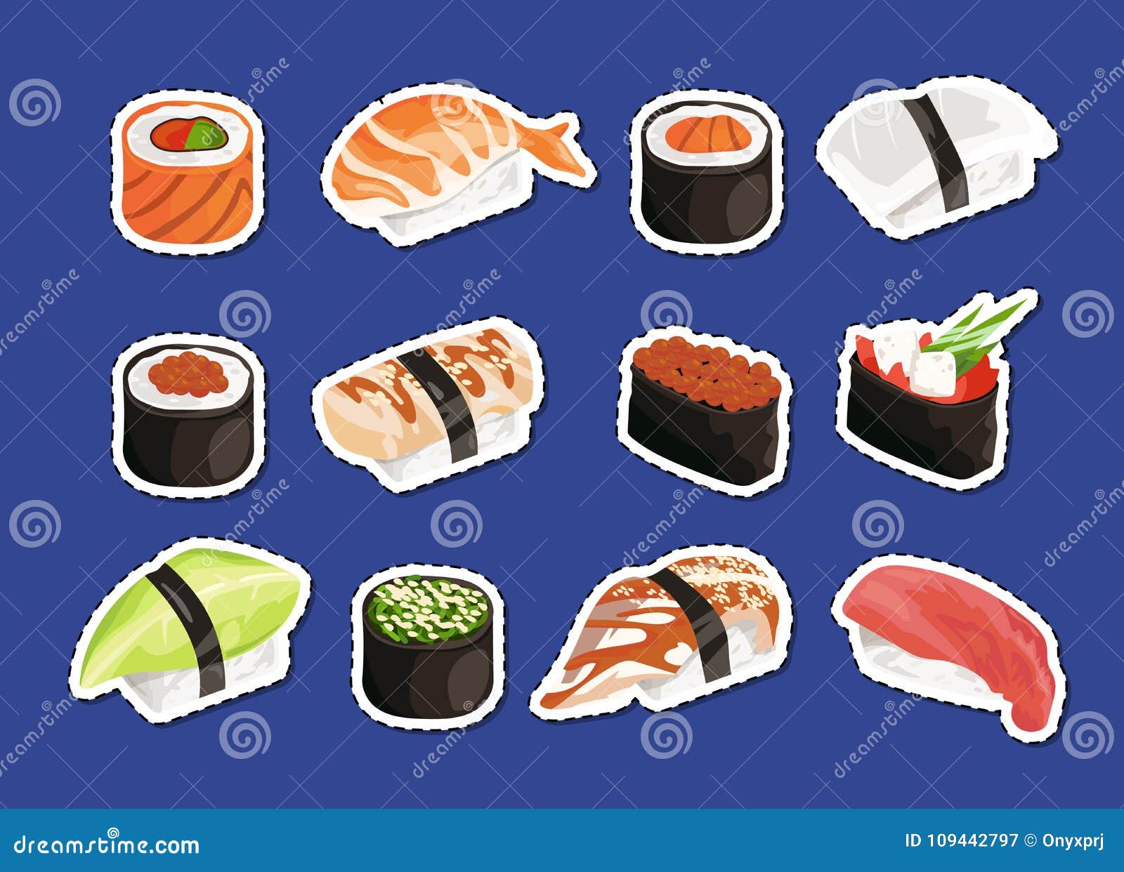Sushi Stickers Stock Illustrations – 308 Sushi Stickers Stock ...
