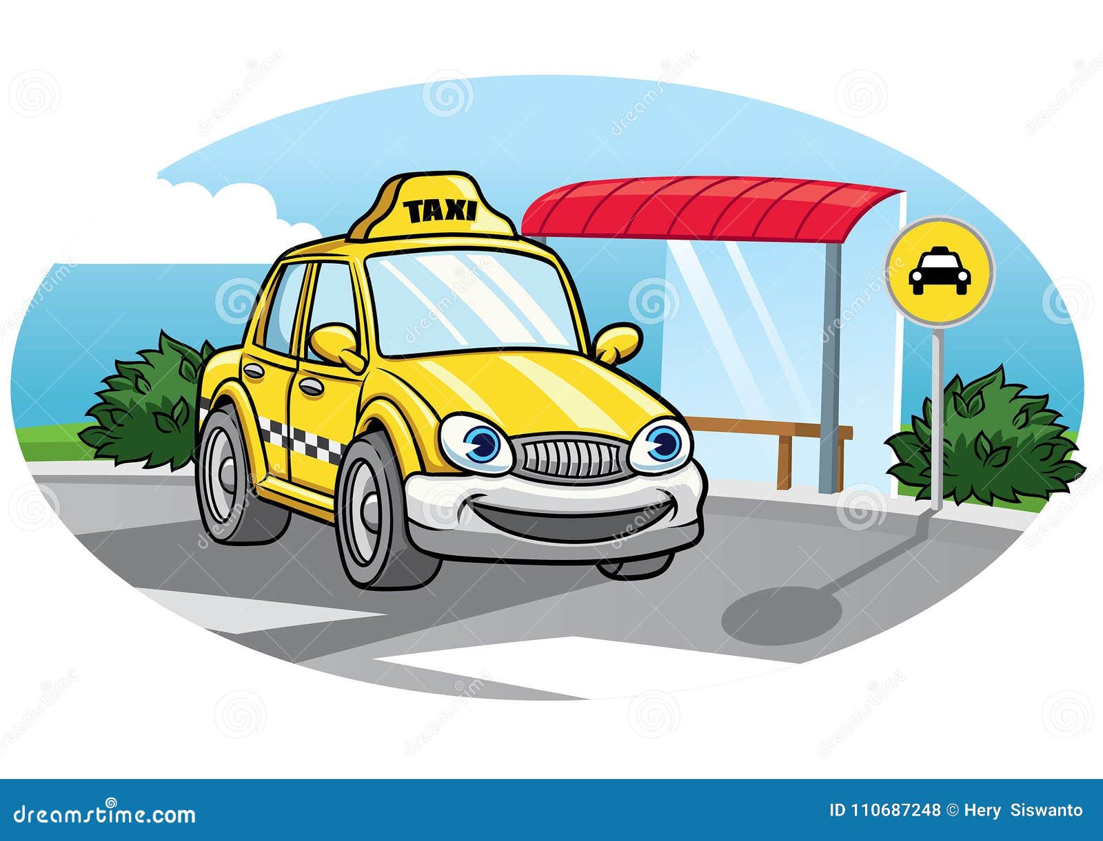 Cartoon of taxi car stock vector. Illustration of street - 110687248