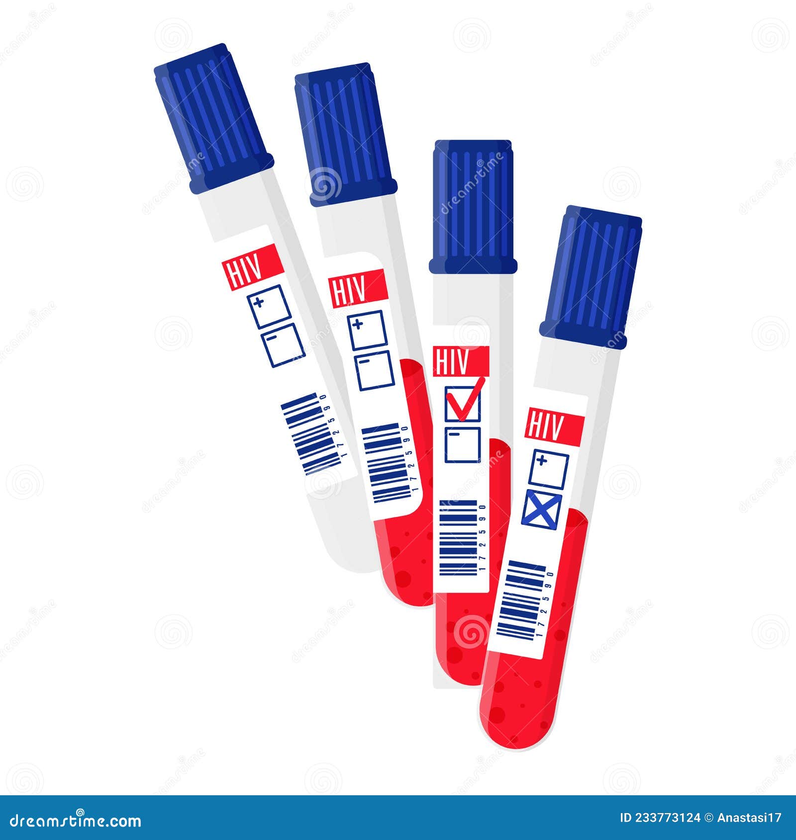 Vector Cartoon Test Tubes with Blood Testing for HIV Stock Vector ...