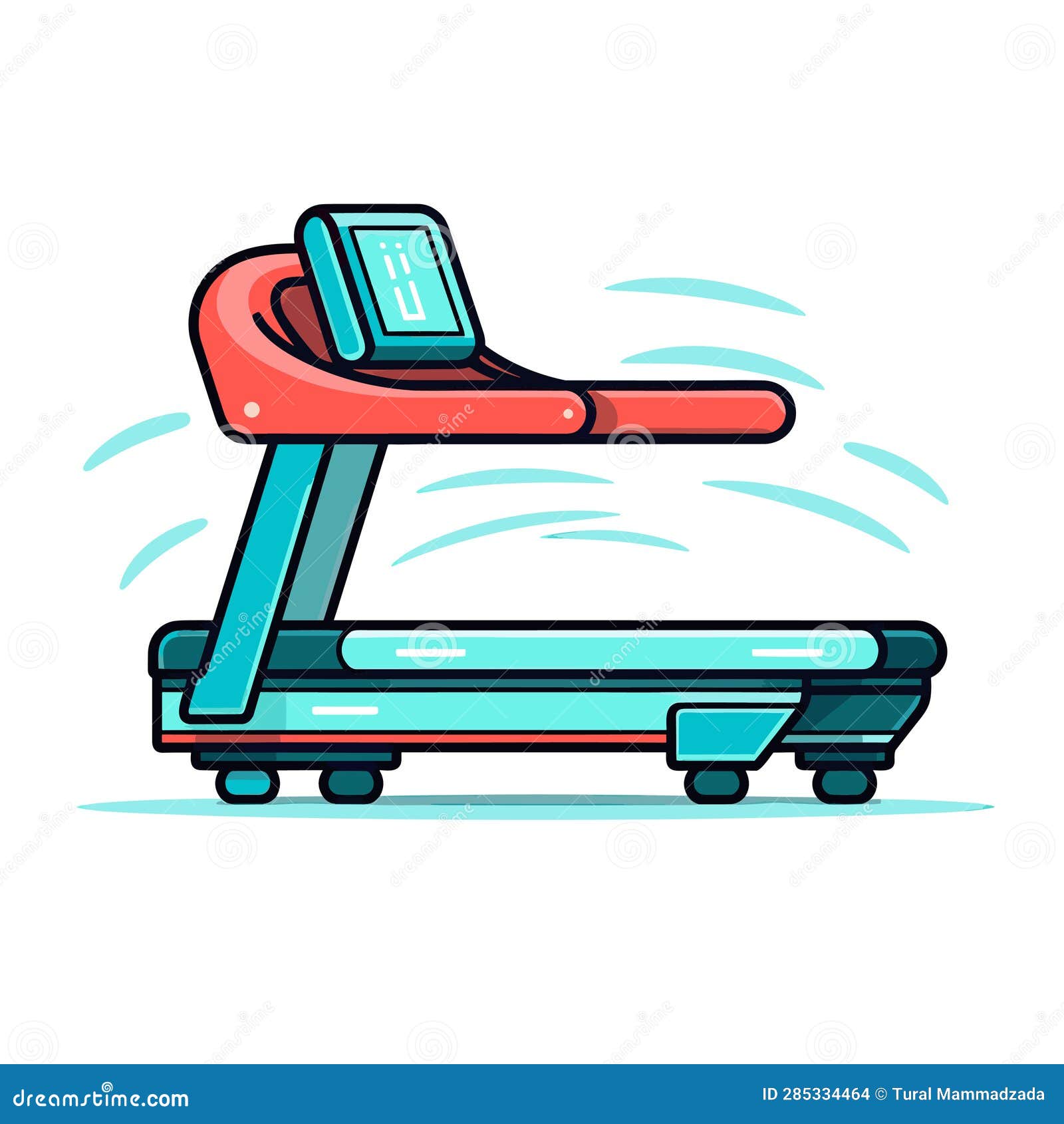 Vector of a Cartoon Treadmill with a Laptop on Top, Representing a ...