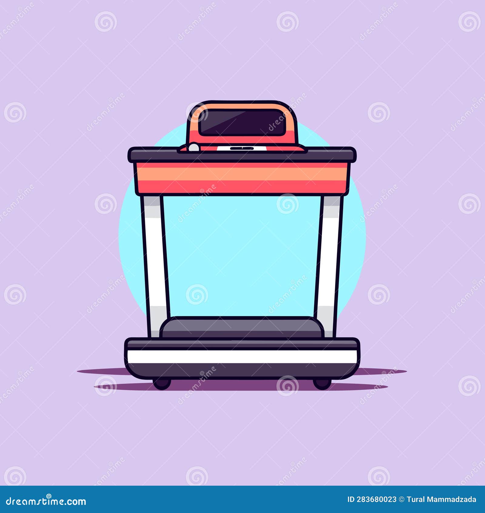 Vector of a Cartoon Treadmill on a Purple Background Stock Vector ...