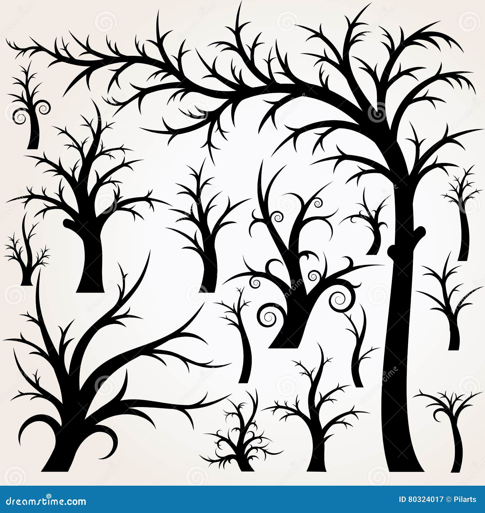 Vector Cartoon Tree Collection Stock Vector - Illustration of landscape ...