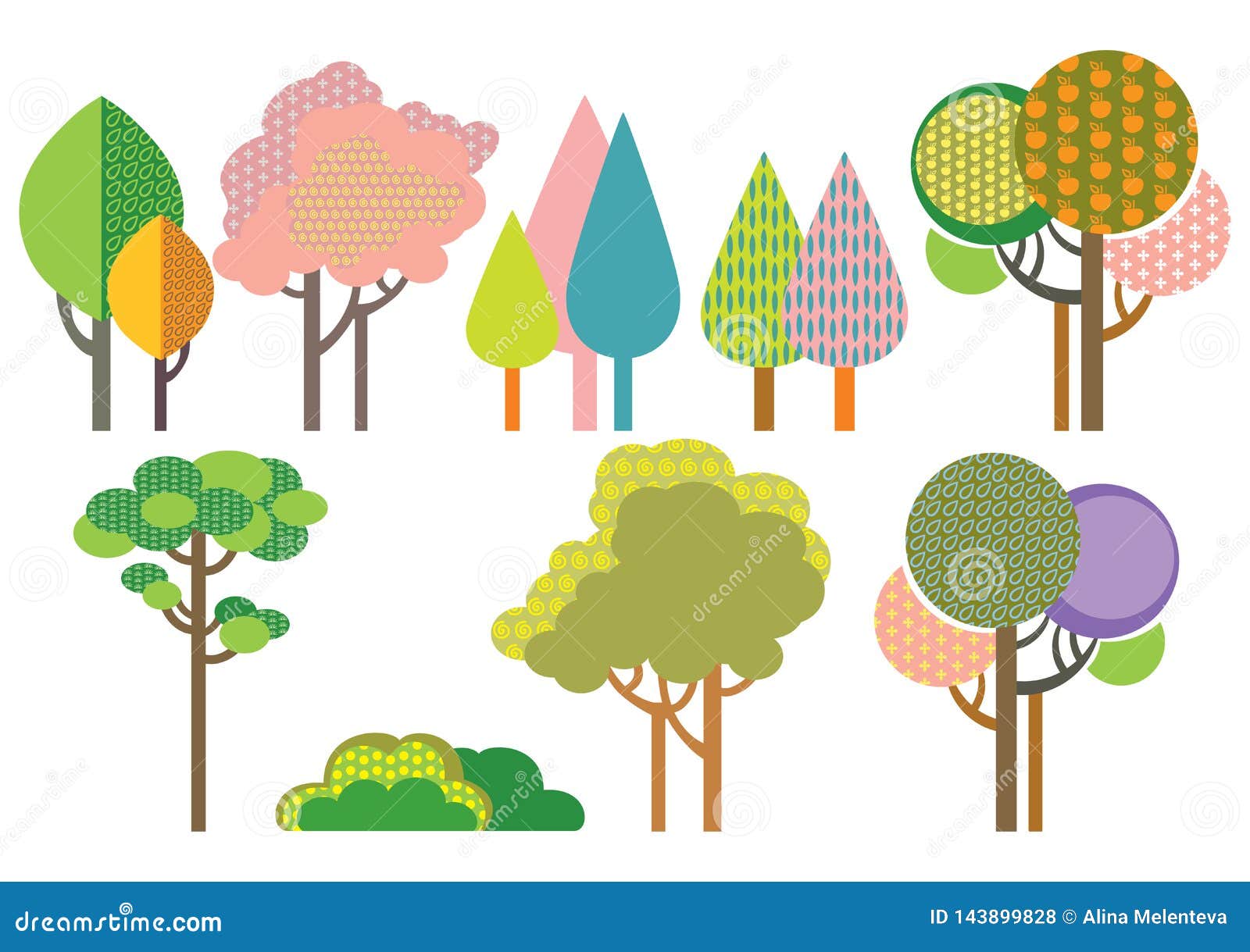 Vector cartoon trees stock vector. Illustration of environment - 143899828