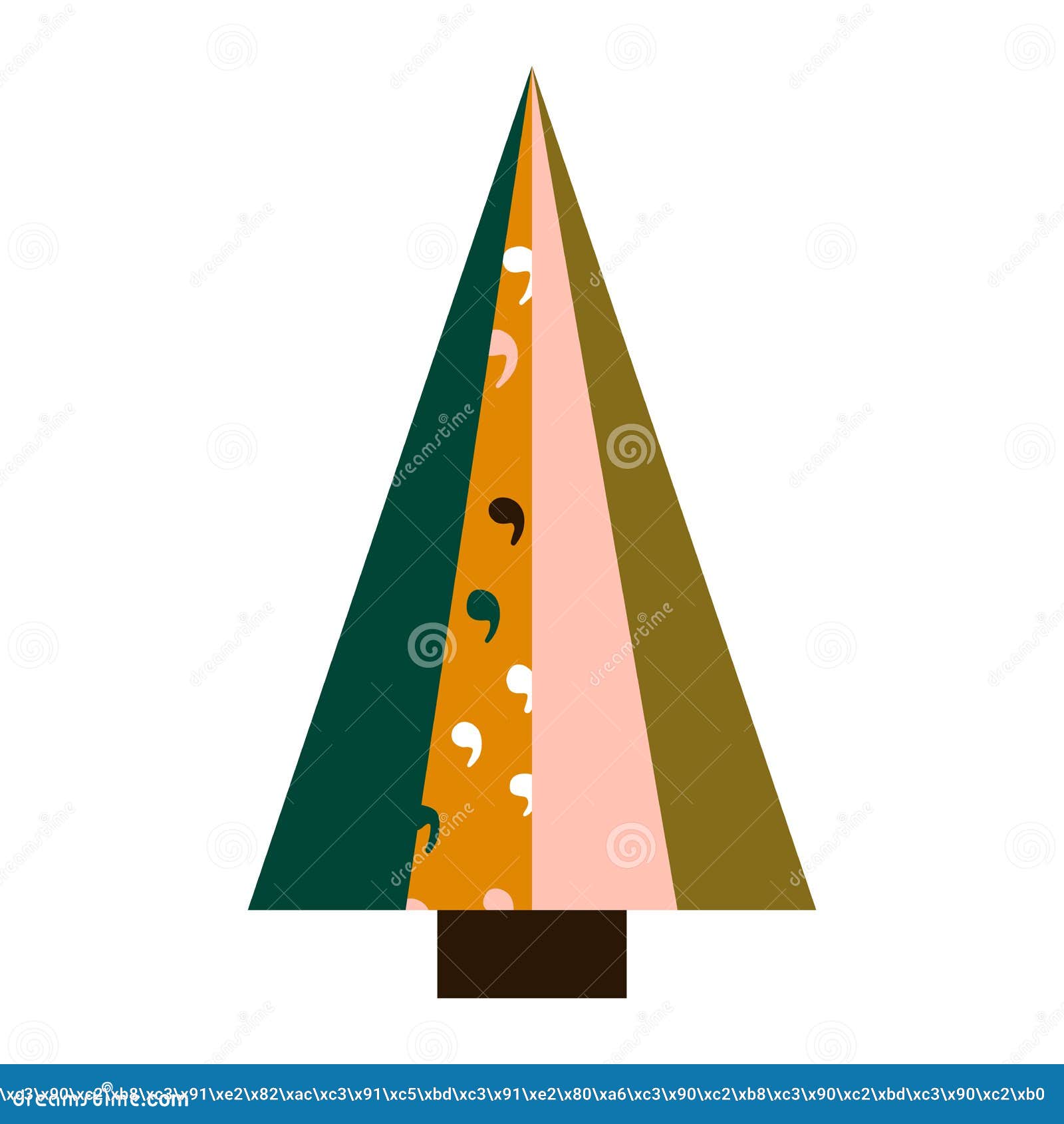 Vector Cartoon Triangular Commas Ornament Christmas Tree Stock Vector ...