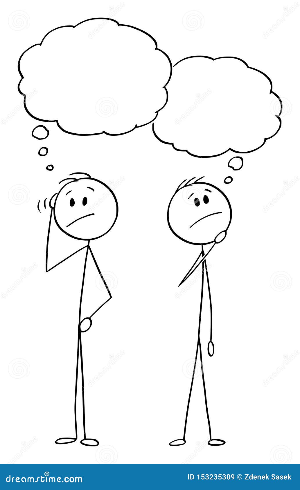 Vector Cartoon of Two Men or Businessmen Thinking about Problem with ...