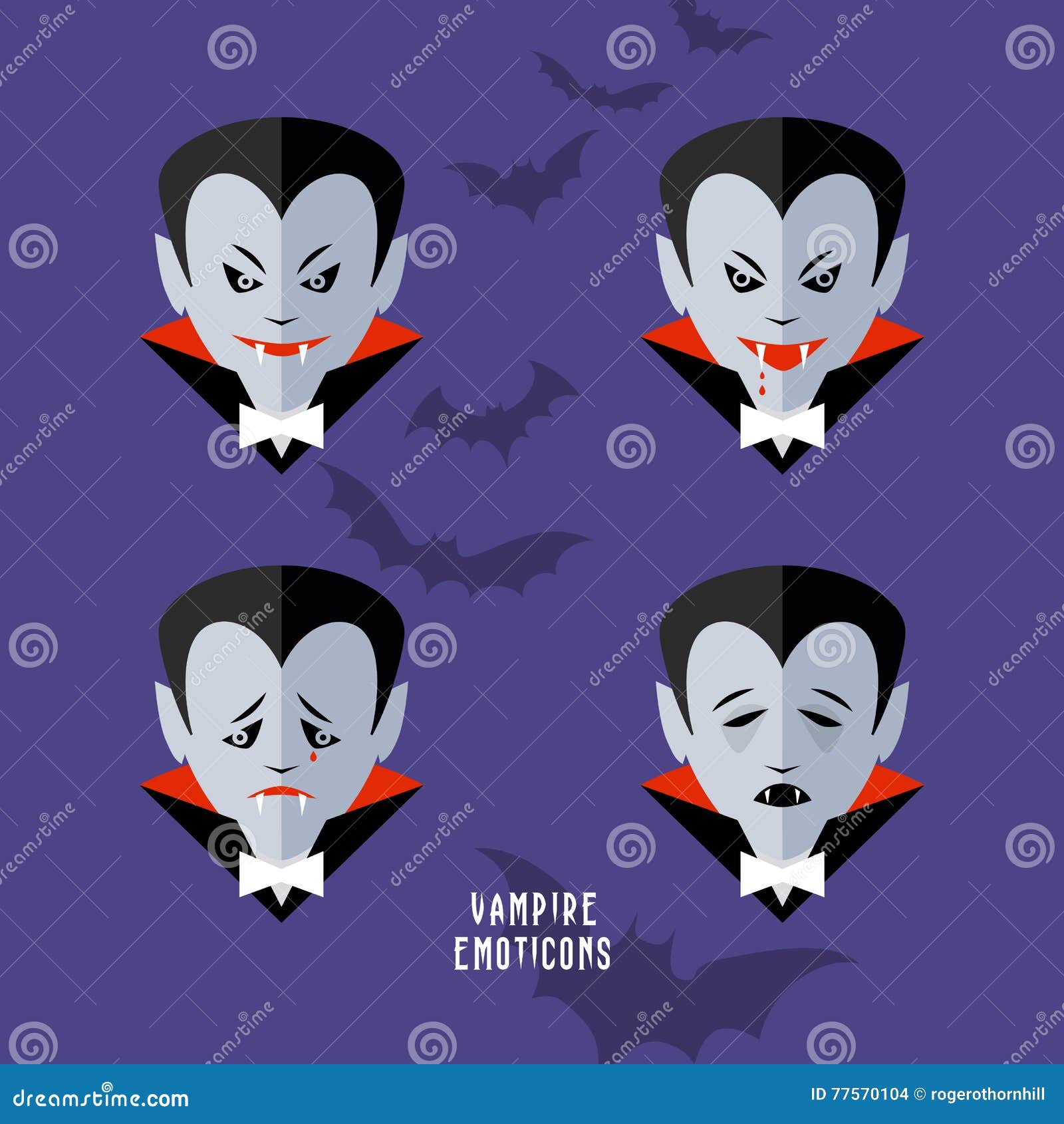 Vector Cartoon Vampire Emoticons Set Stock Vector - Illustration of ...