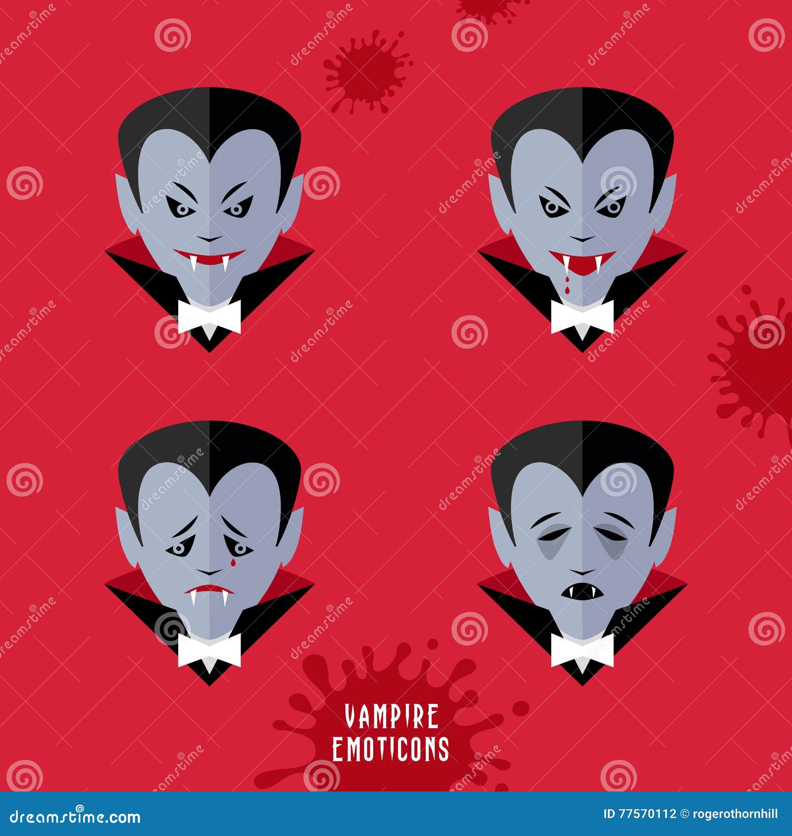 Vector Cartoon Vampire Emoticons Set Stock Vector - Illustration of ...