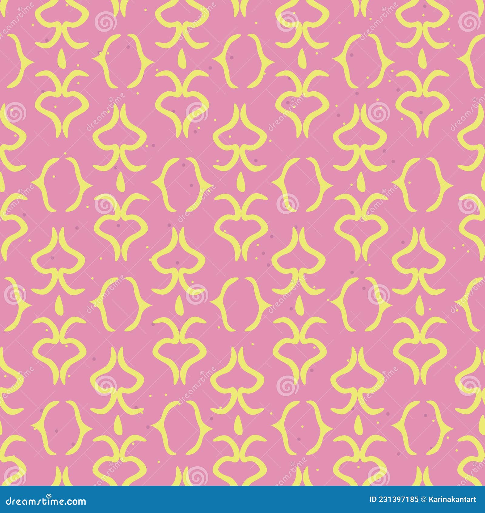 Vector Cartoon Vintage Abstract Seamless Pattern with Yellow Elements ...