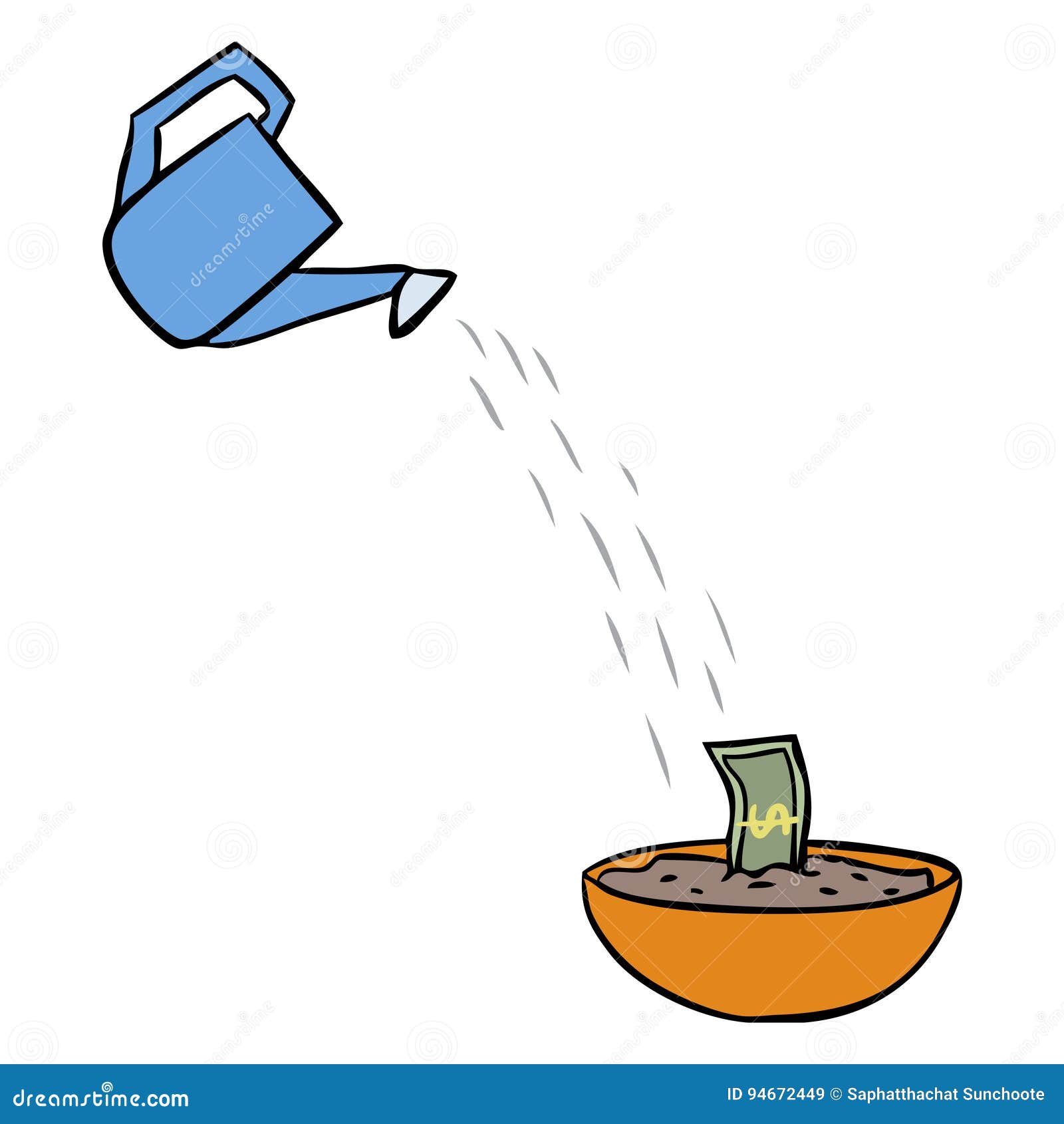Vector Cartoon Watering Money Stock Vector - Illustration of business ...