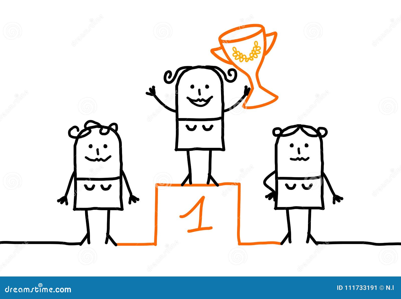 Cartoon Winner Man On Podium With Cup | CartoonDealer.com #111732685