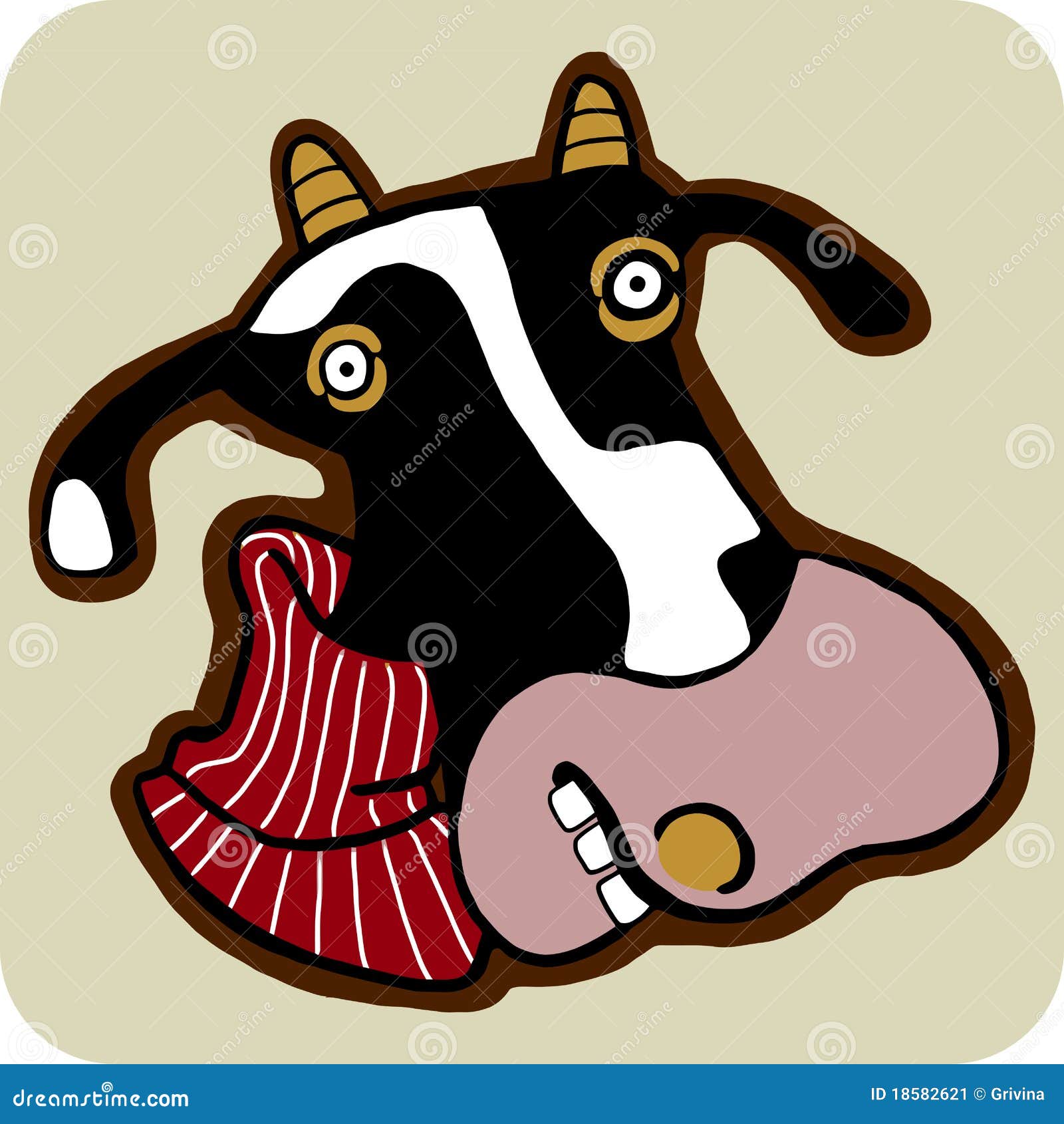 Vector Cartoon of Winter Cow Stock Vector - Illustration of black ...