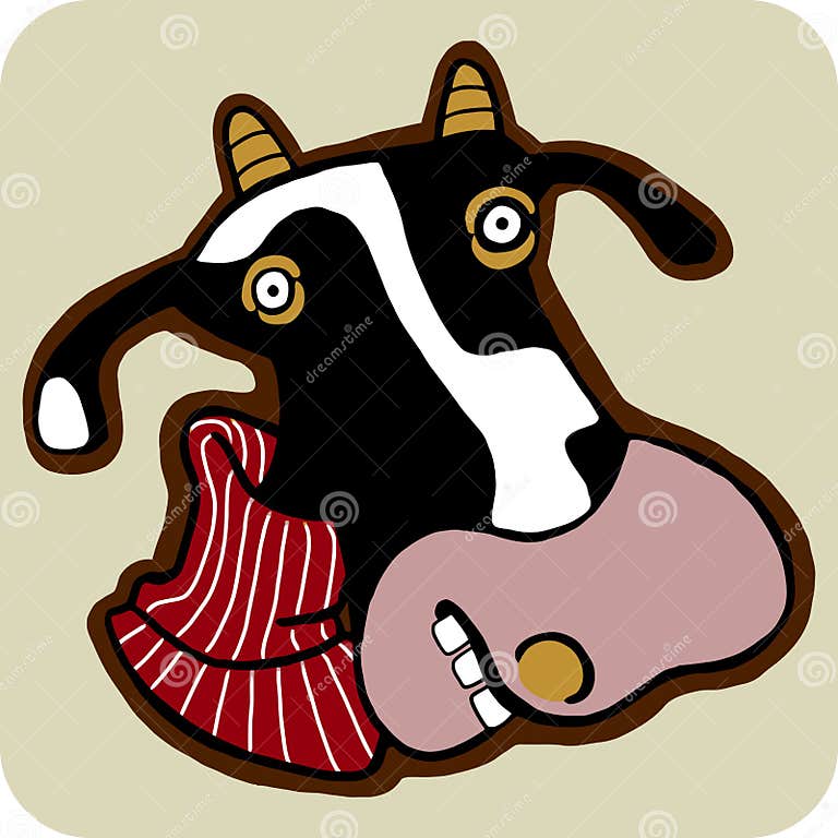 Vector Cartoon of Winter Cow Stock Vector - Illustration of black ...