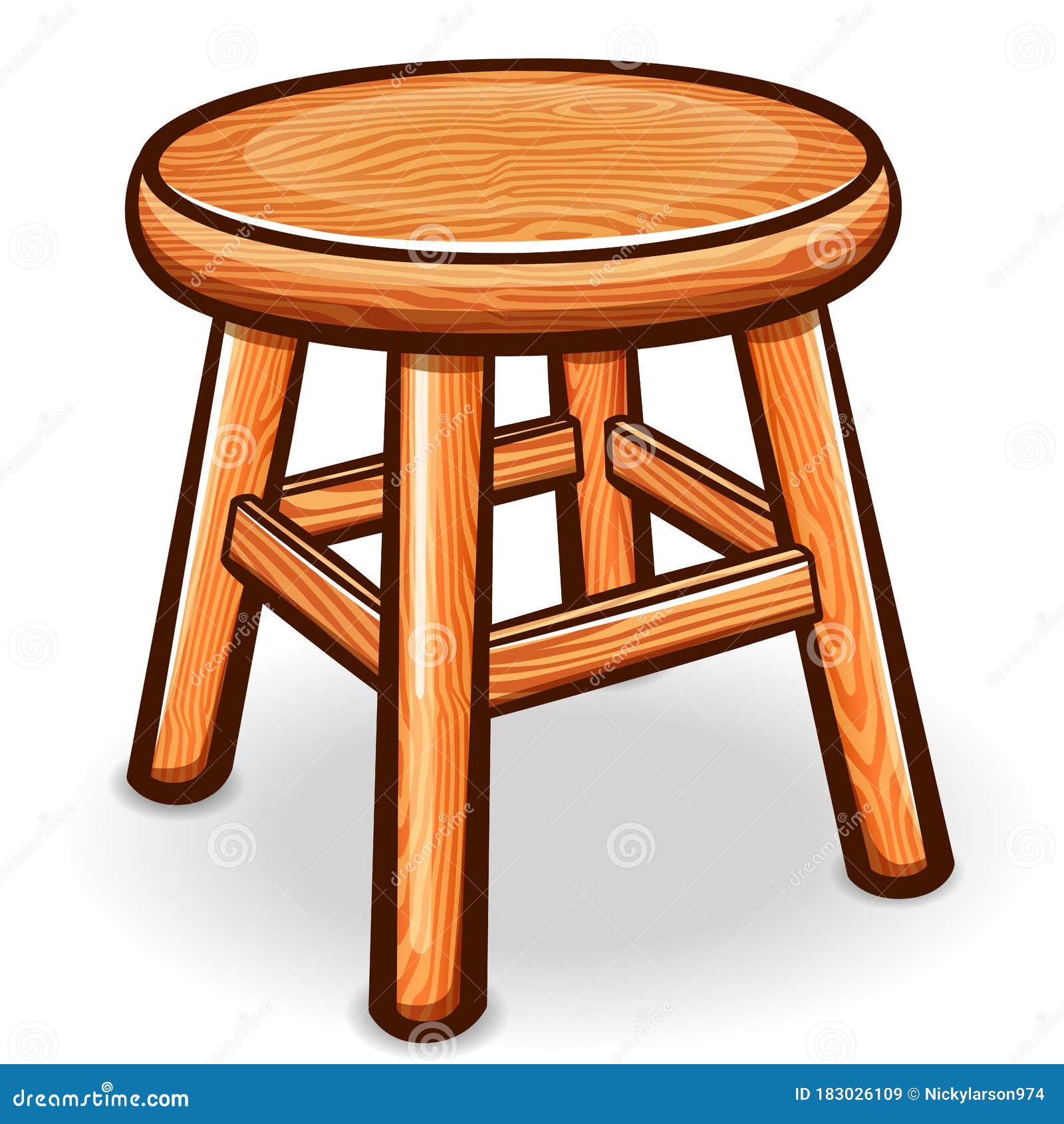 Vector Cartoon Wooden Stool Isolated Stock Vector - Illustration of ...
