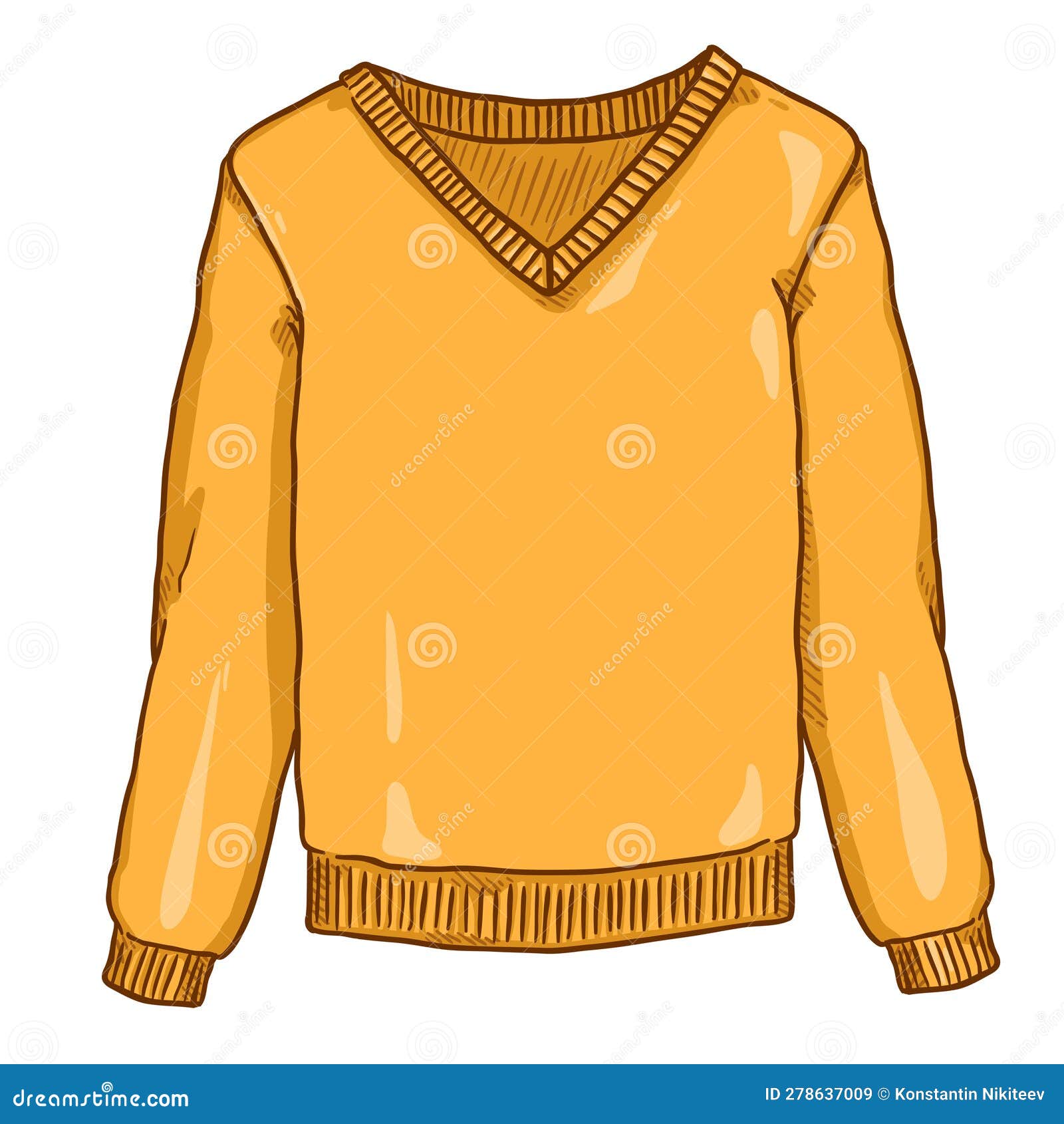 Vector Cartoon Yellow Pullover on White Background Stock Vector ...