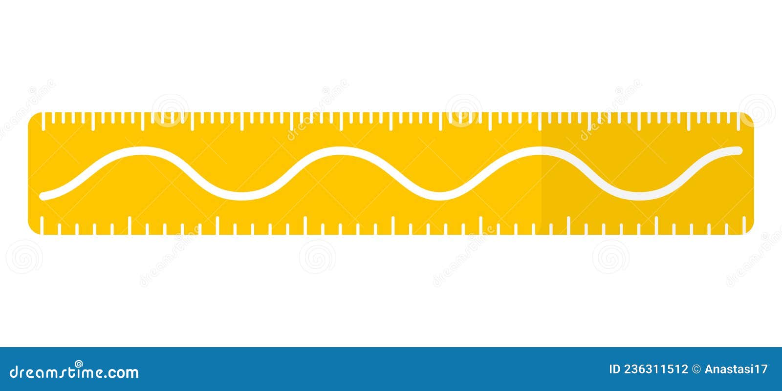 Vector Cartoon Yellow Rectangular Ruler with Wavy Line, Sine or Cosine ...