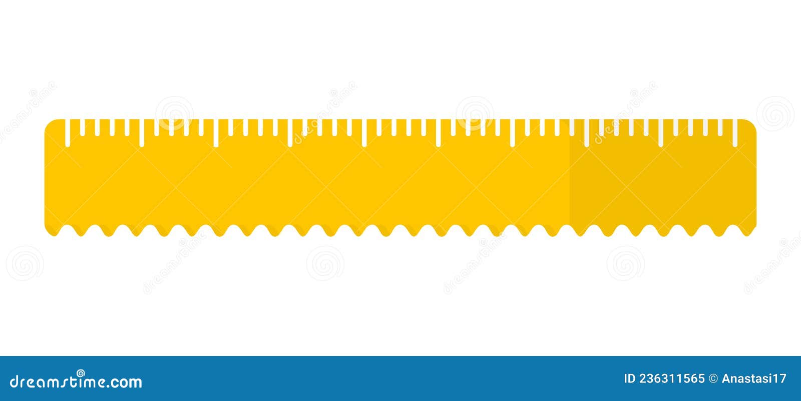 Vector Cartoon Yellow Wavy Line Rectangular Ruler Stock Vector ...