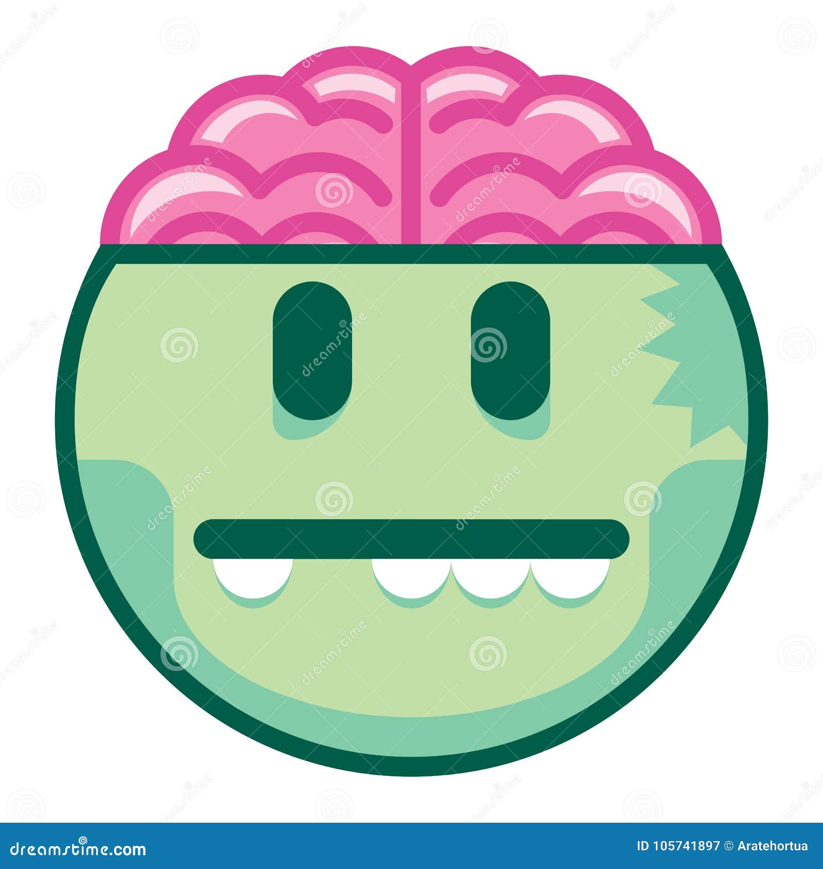 Zombie Emoji. Cartoon Zombies Avatars, Comic Head With Brain Emoticon ...