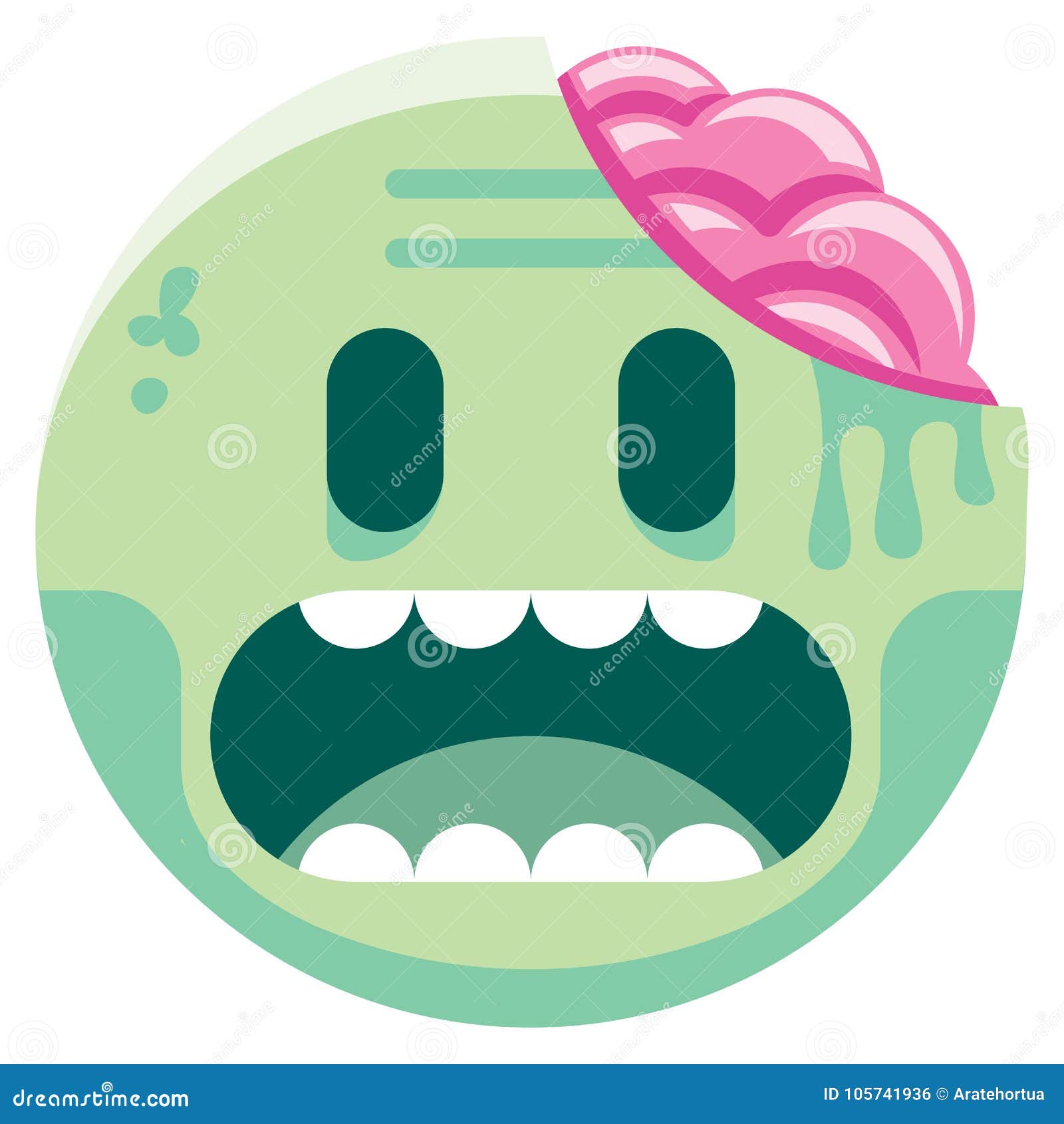 Zombie Emoji. Cartoon Zombies Avatars, Comic Head With Brain Emoticon ...