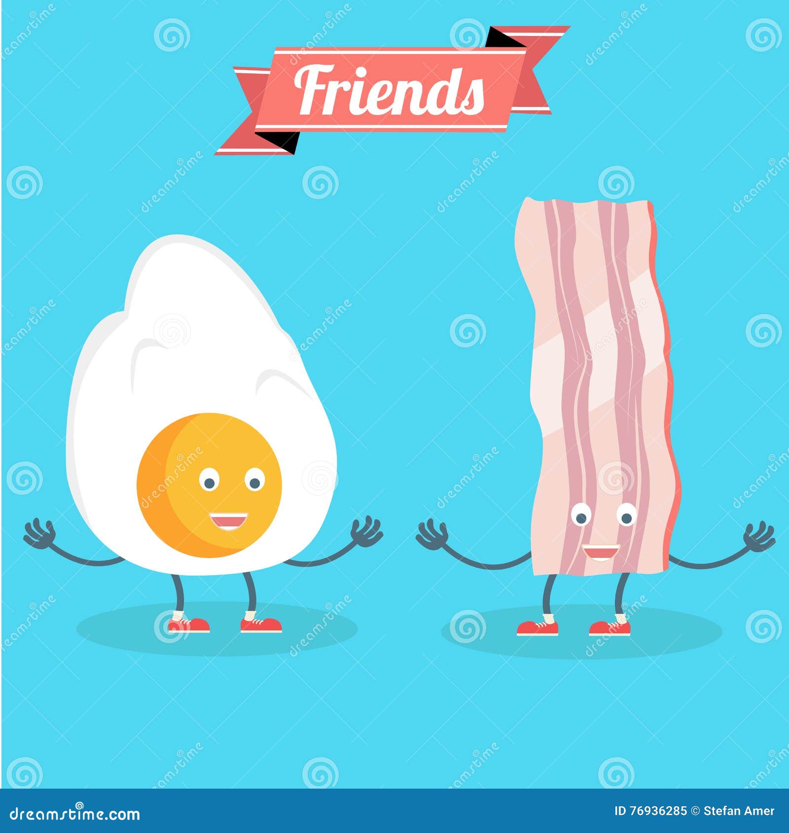 Vector Cartoons Of Comic Characters Bacon And Eggs. Friends Forever ...