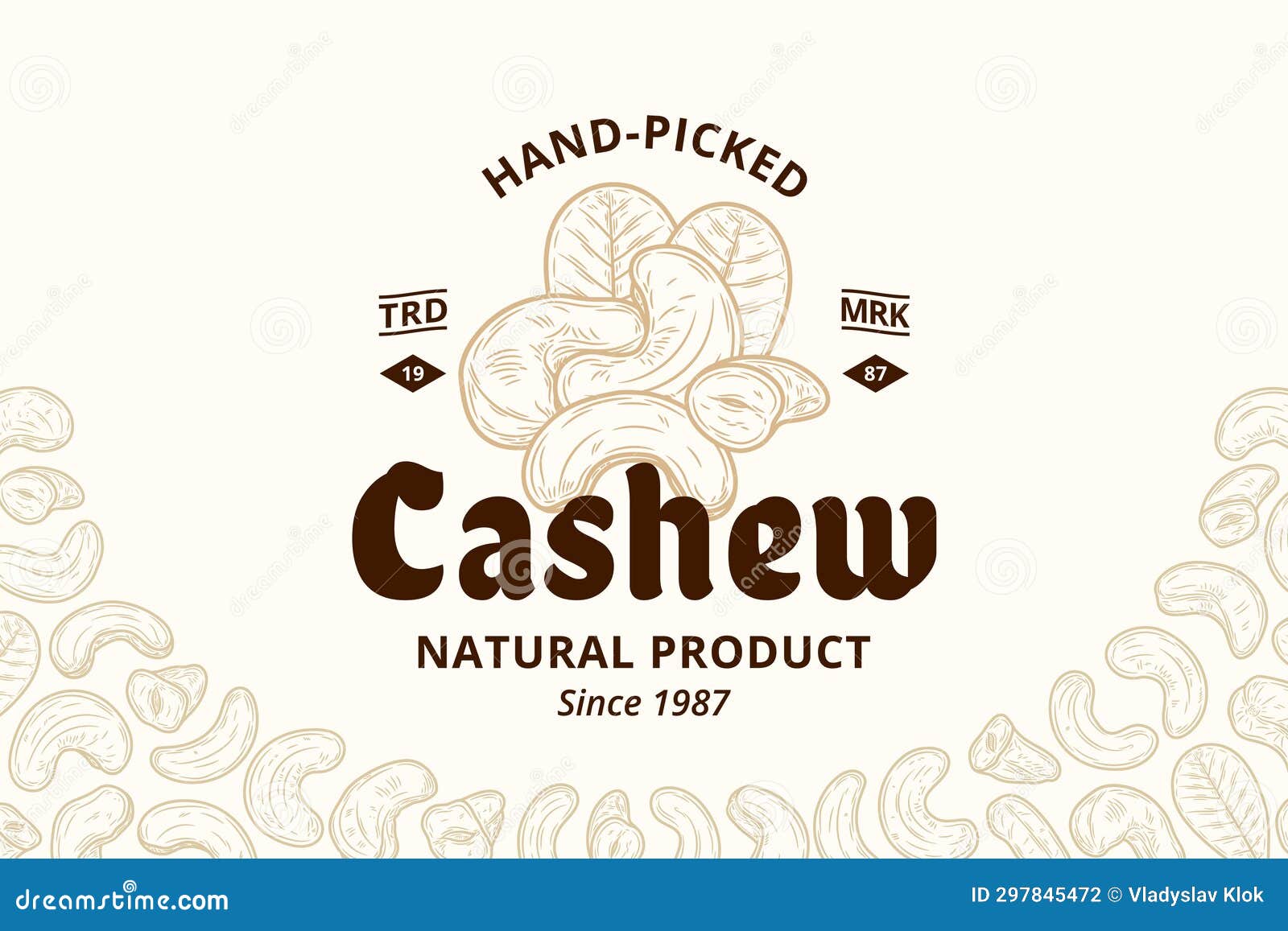 Vector cashew logo stock vector. Illustration of handdrawn - 297845472