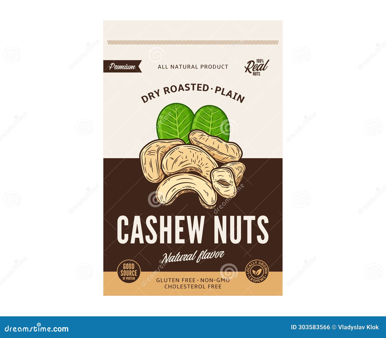 Vector Cashew Nuts Packaging Design Template | CartoonDealer.com #303583566