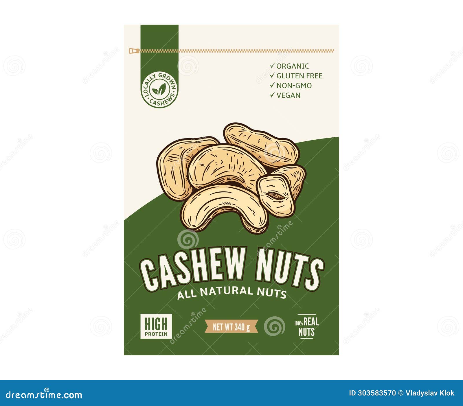 Vector Cashew Nuts Packaging Design Template Stock Vector ...