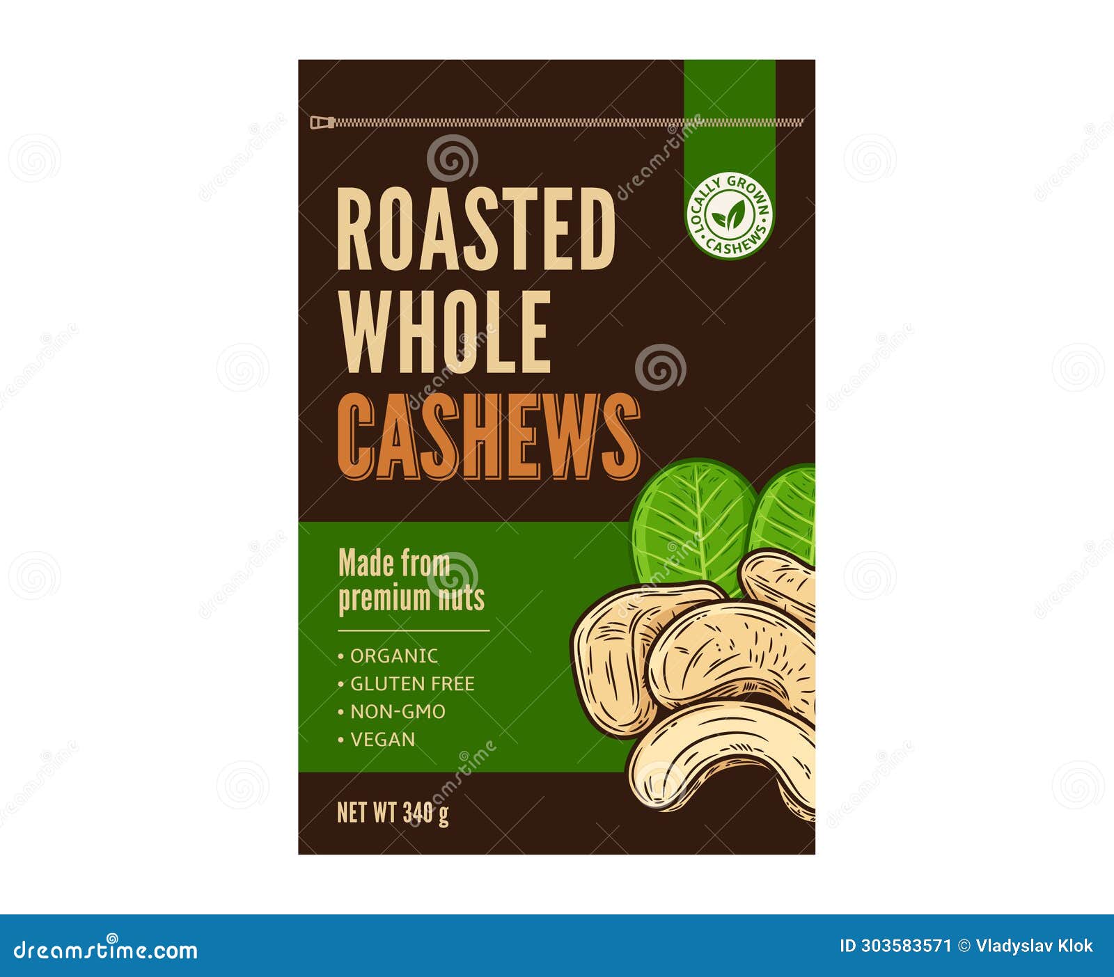 Vector Cashew Nuts Packaging Design Template Stock Vector ...