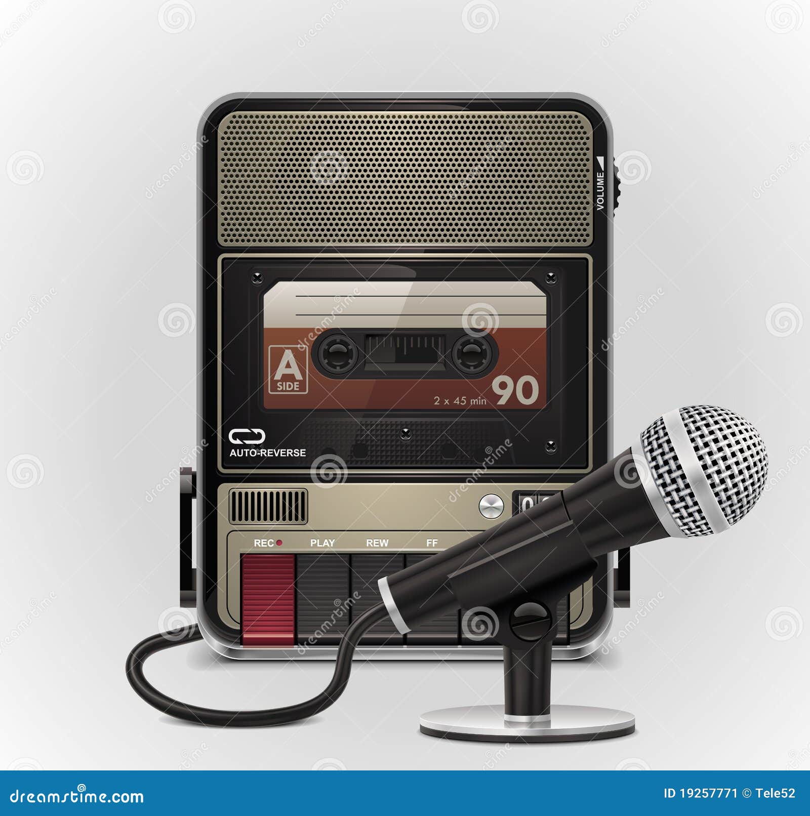 Vector Cassette Recorder with Microphone XXL Icon Stock Vector ...