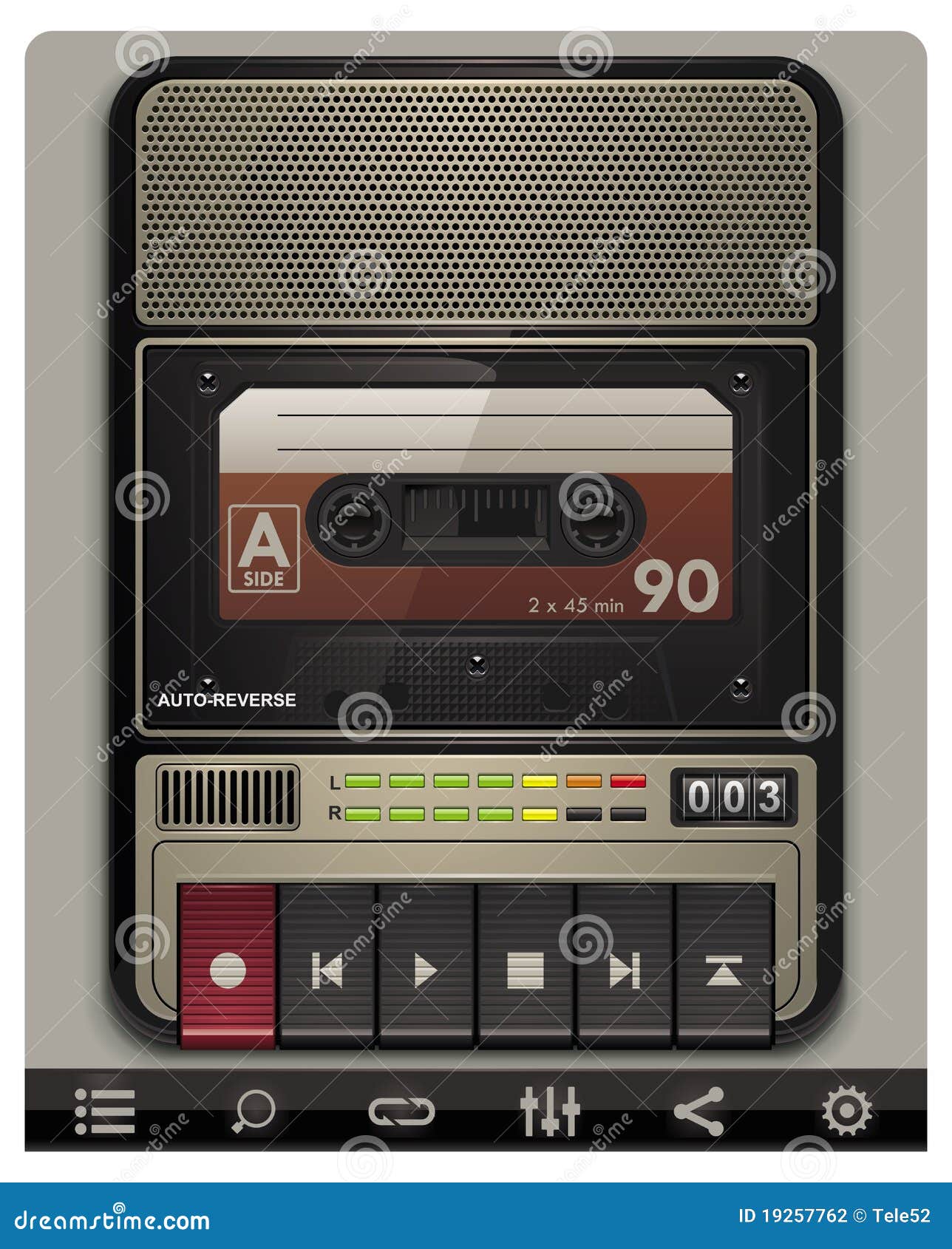Vector Cassette Recorder Template with Icons Stock Vector ...