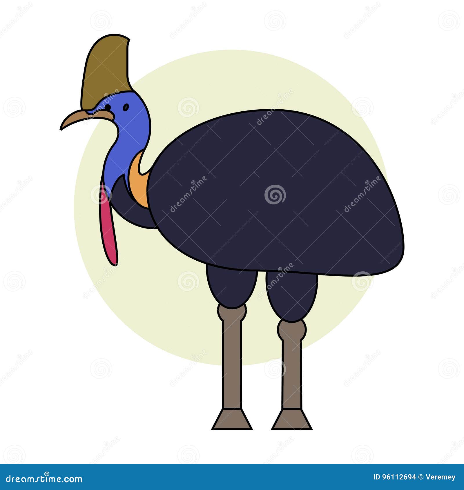 Vector Cassowary Cartoon Style Stock Vector - Illustration of horned ...
