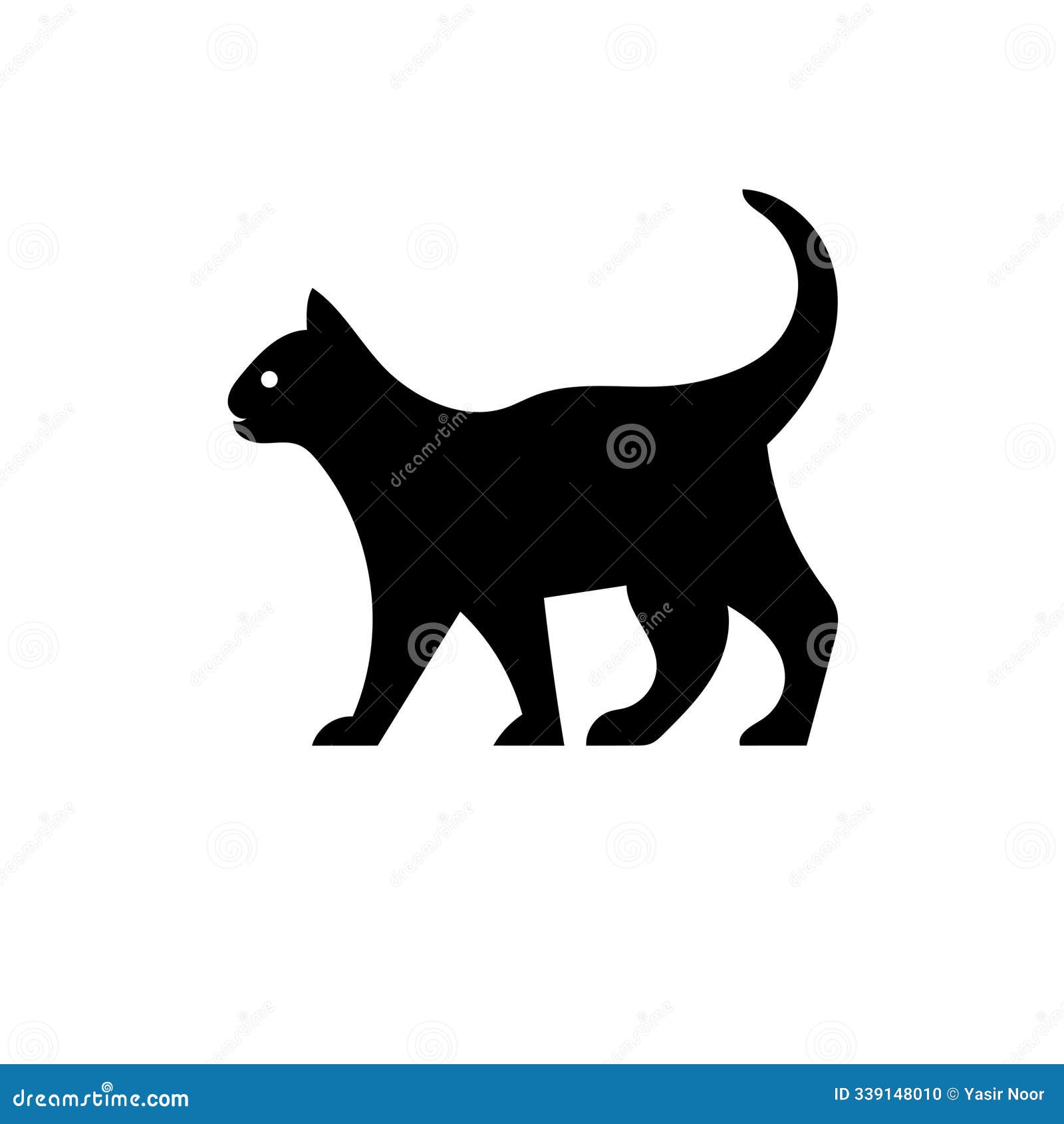 Black Cat Iconic Vector - B&W Stock Illustration - Illustration of ...