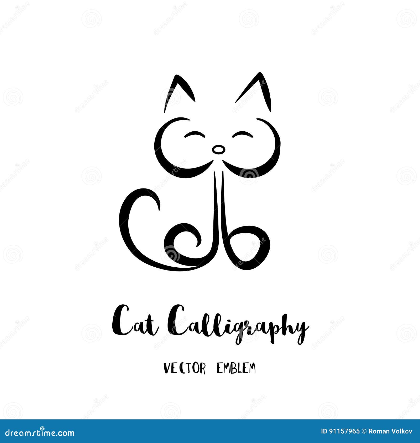 Vector Cat Calligraphy Emblem Stock Vector - Illustration of black ...