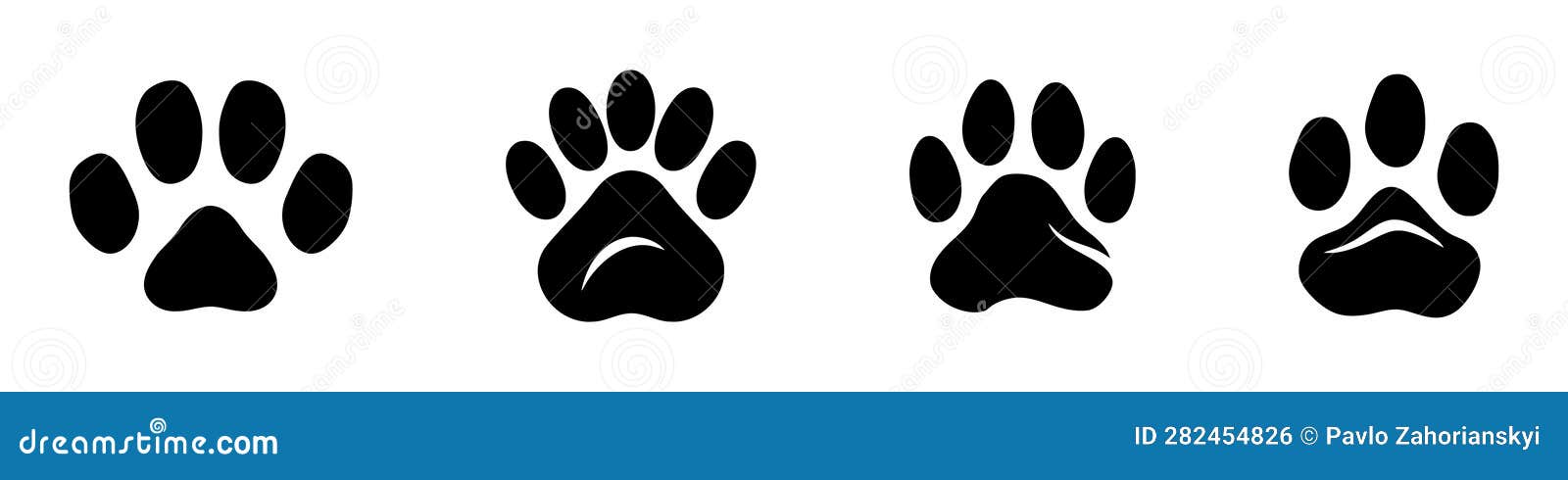 Vector Cat and Dog Paws Icom, Logo Set of Different Sizes on White ...