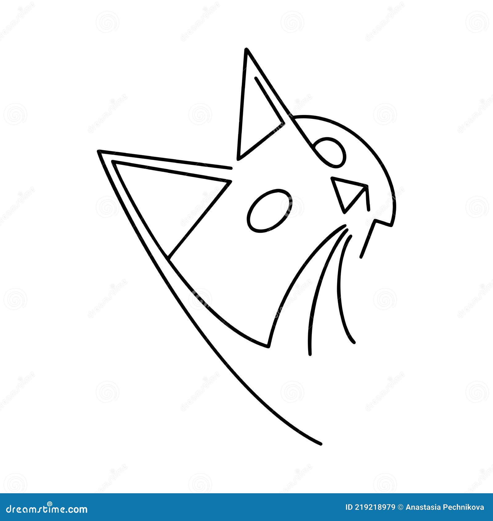 Vector Cat Face Line Art Drawing with Geometric Shape Stock Vector ...