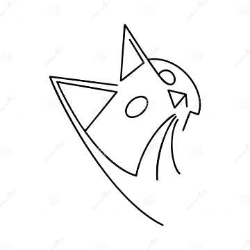 Vector Cat Face Line Art Drawing with Geometric Shape Stock Vector ...