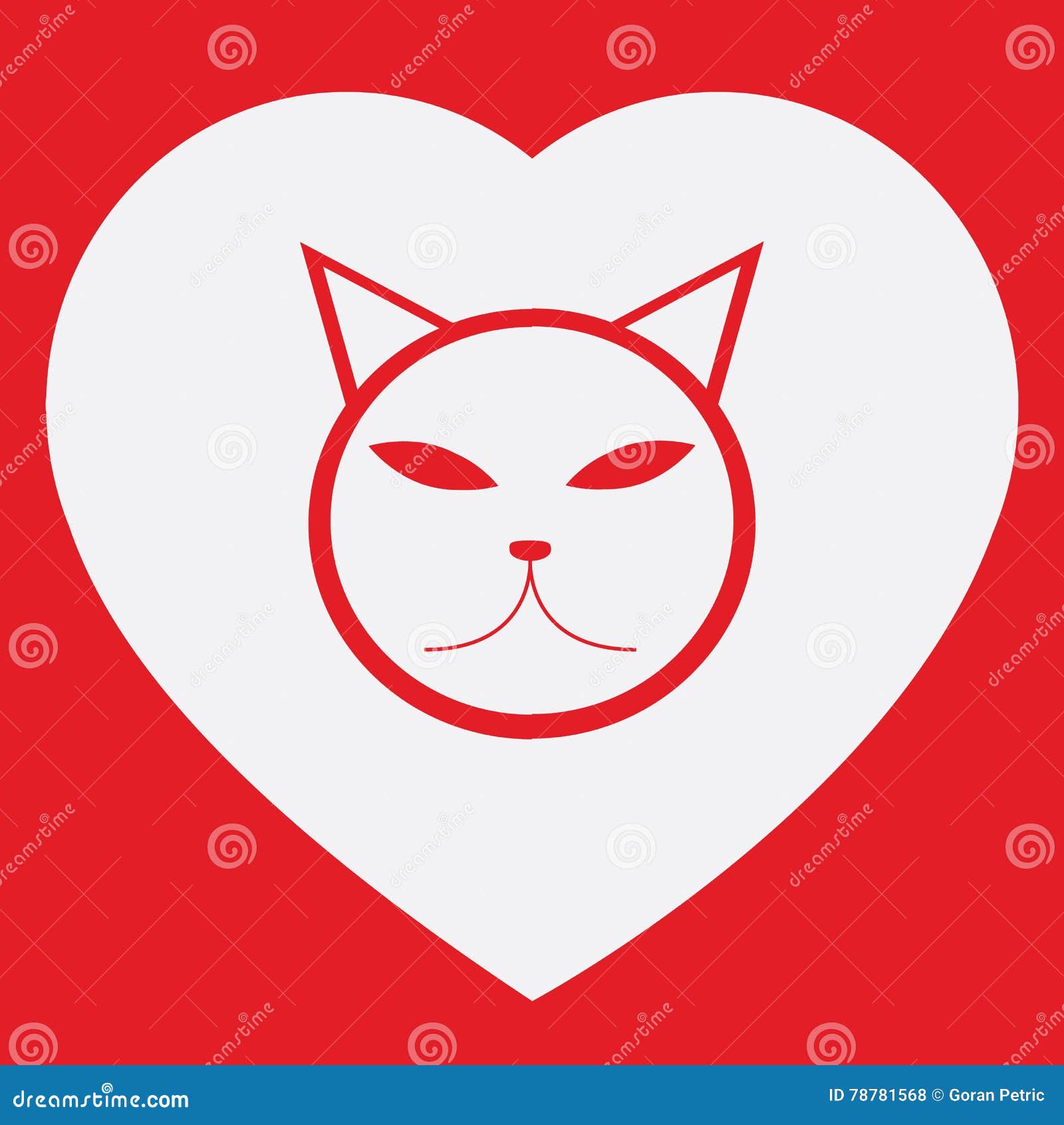Vector cat and heart shape stock illustration. Illustration of logo ...