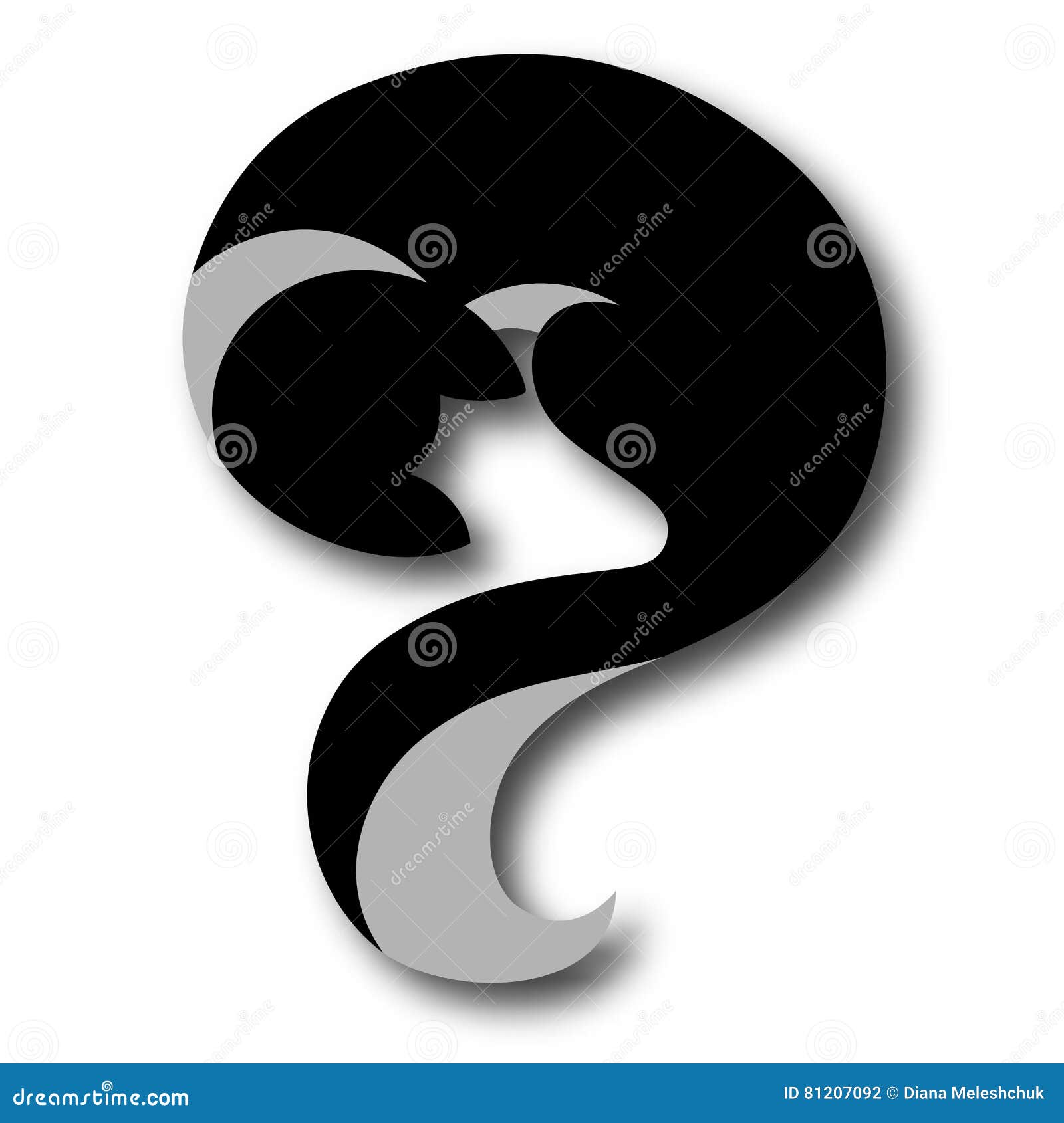 Vector Cat. Sleeping Black Cat with Long Black Tail Stock Vector ...