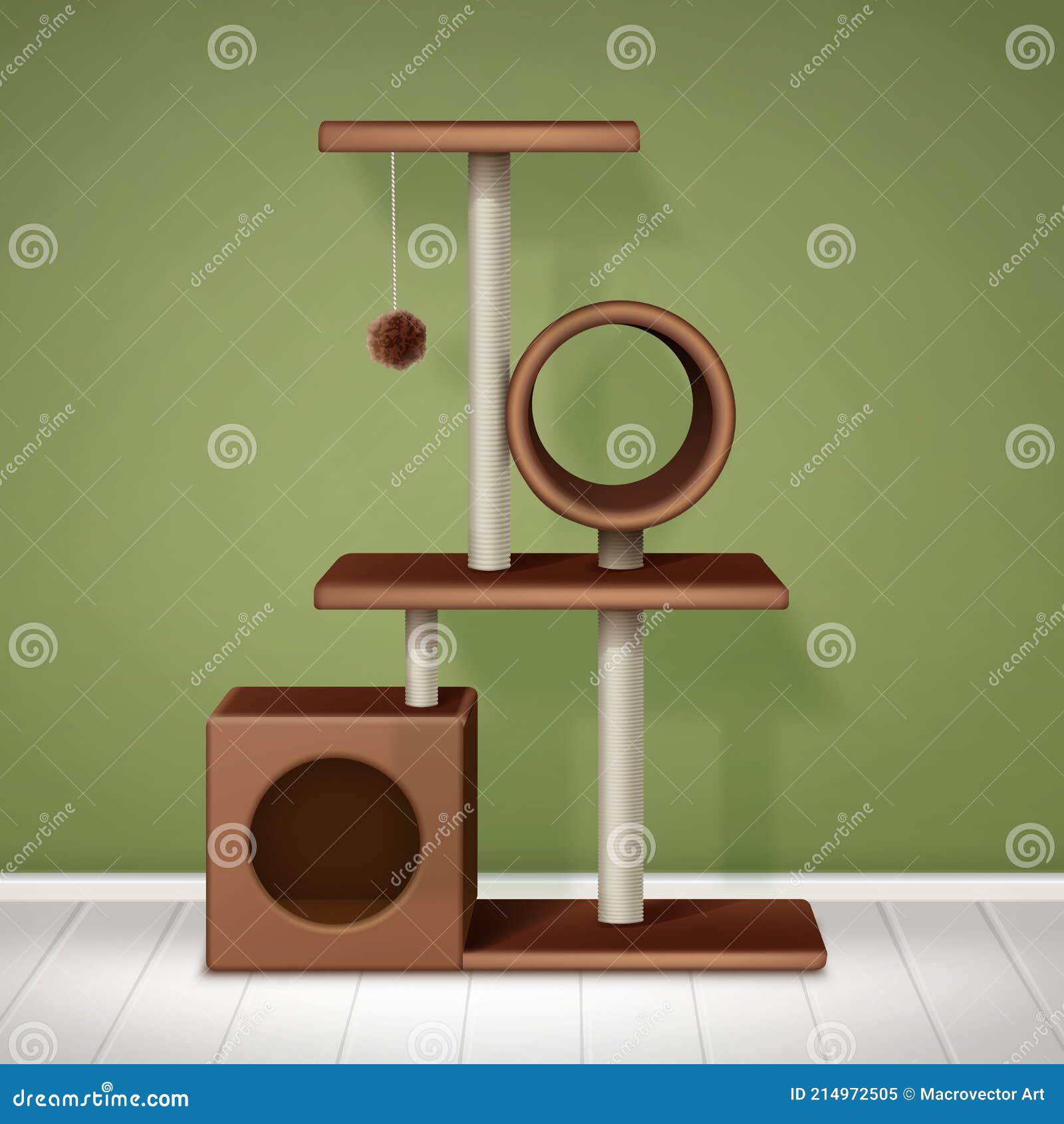 Vector cat tree stock vector. Illustration of kitten - 214972505