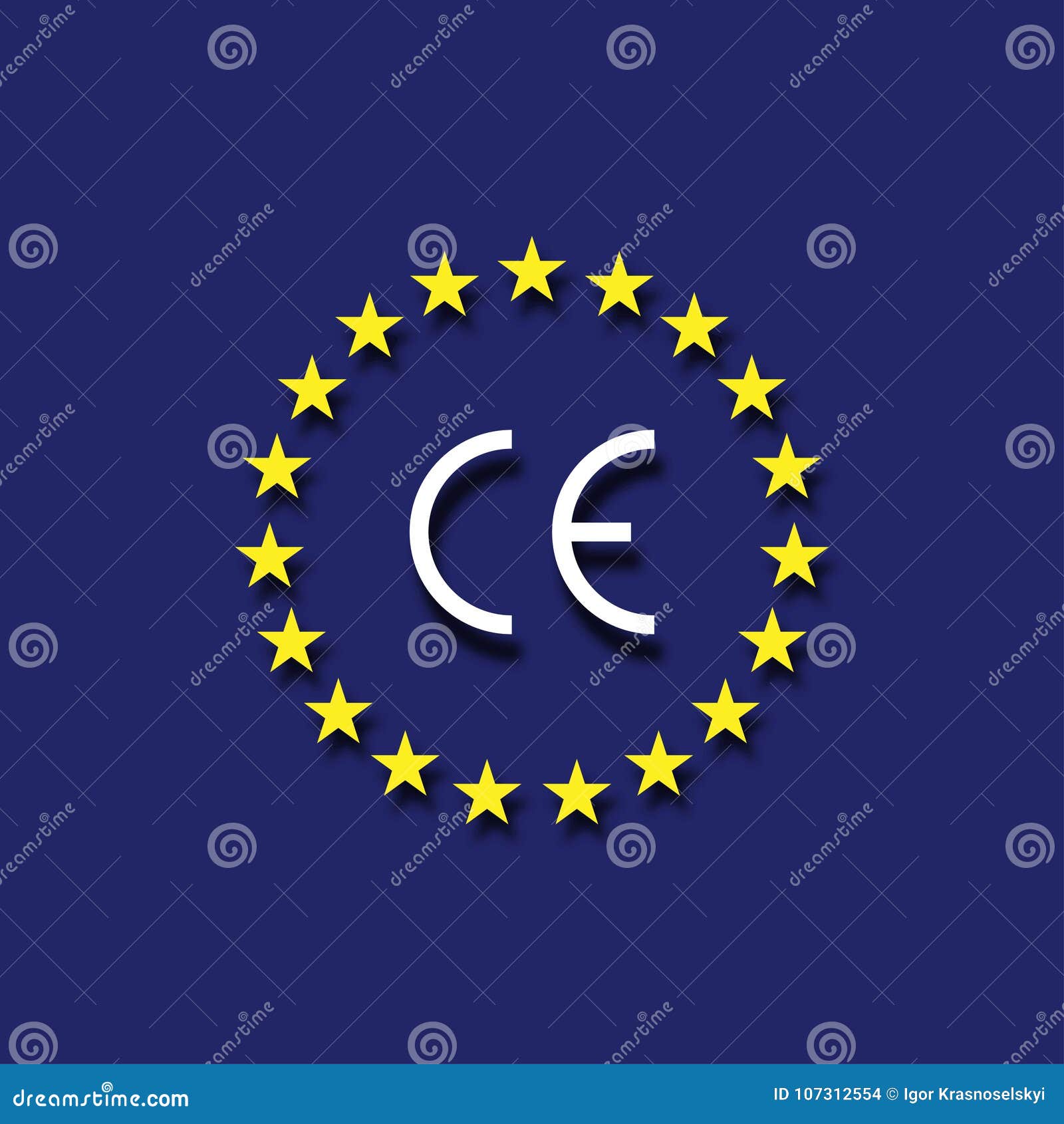 Vector CE Mark, Vector CE Symbol on Flag Europe Stock Vector ...